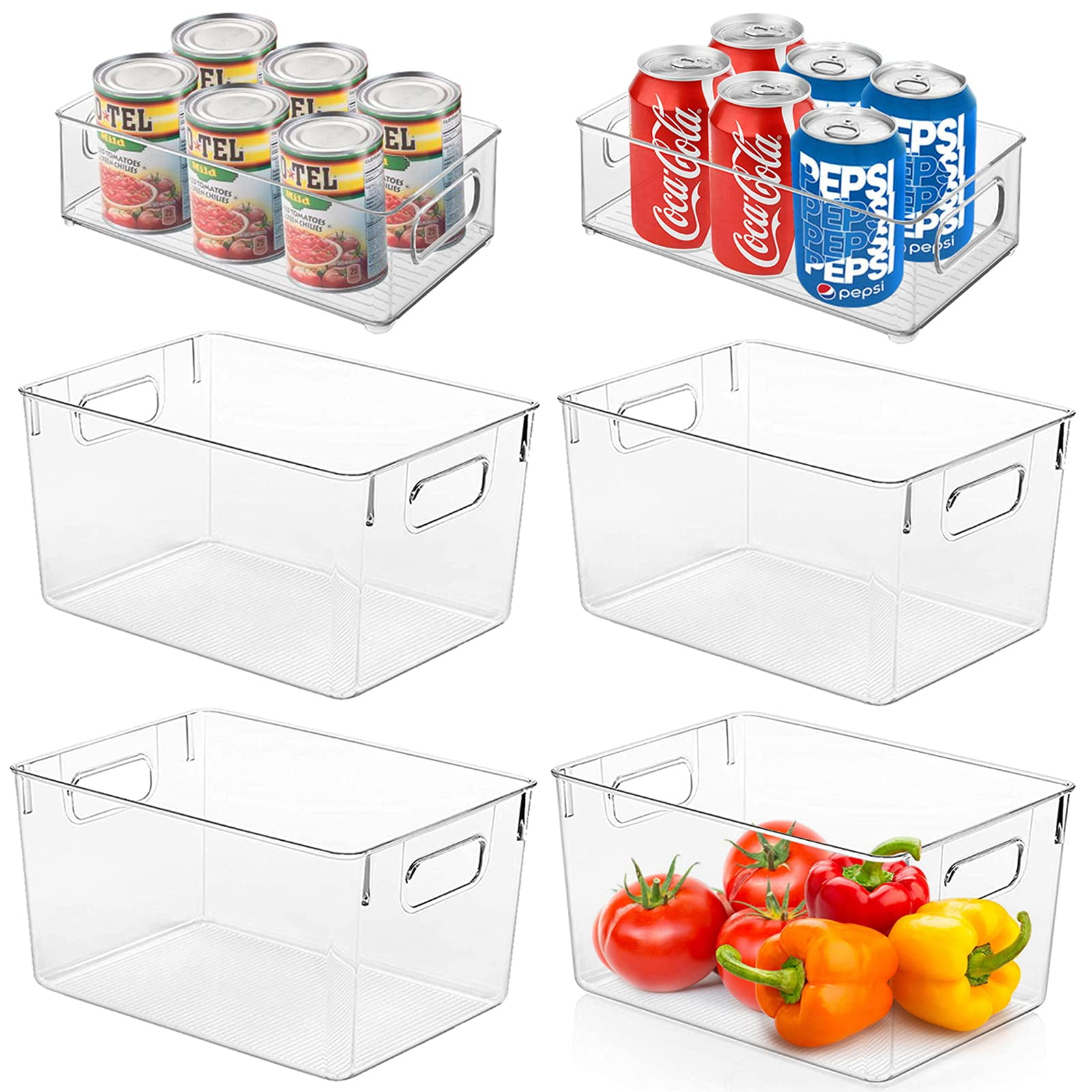 Clear Plastic Storage Bins - Set Of 6 Kitchen Organization And Storage, Pantry Organization And ...