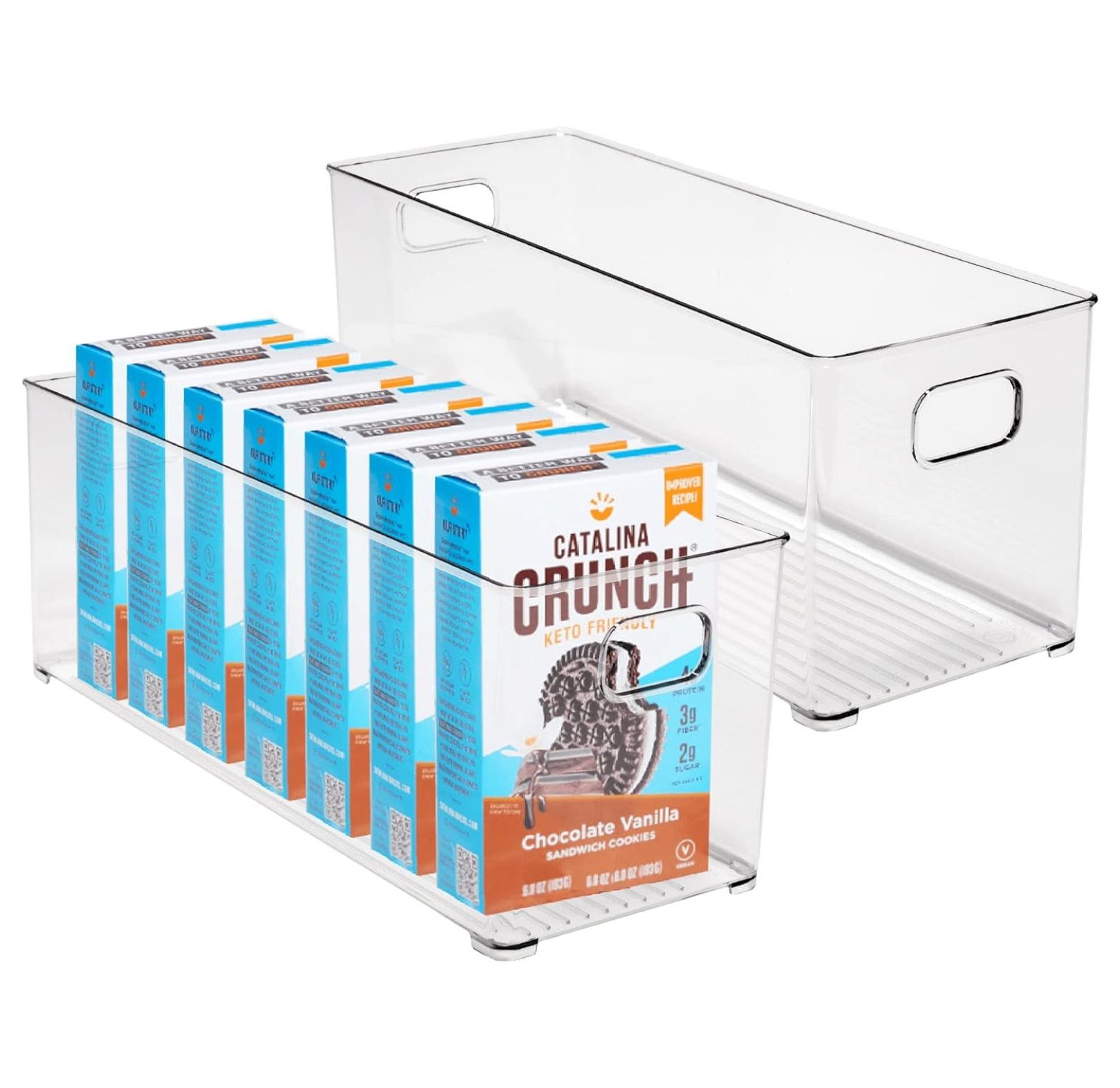 Clear Plastic Storage Bins, Stackable Pantry Organization and Storage ...