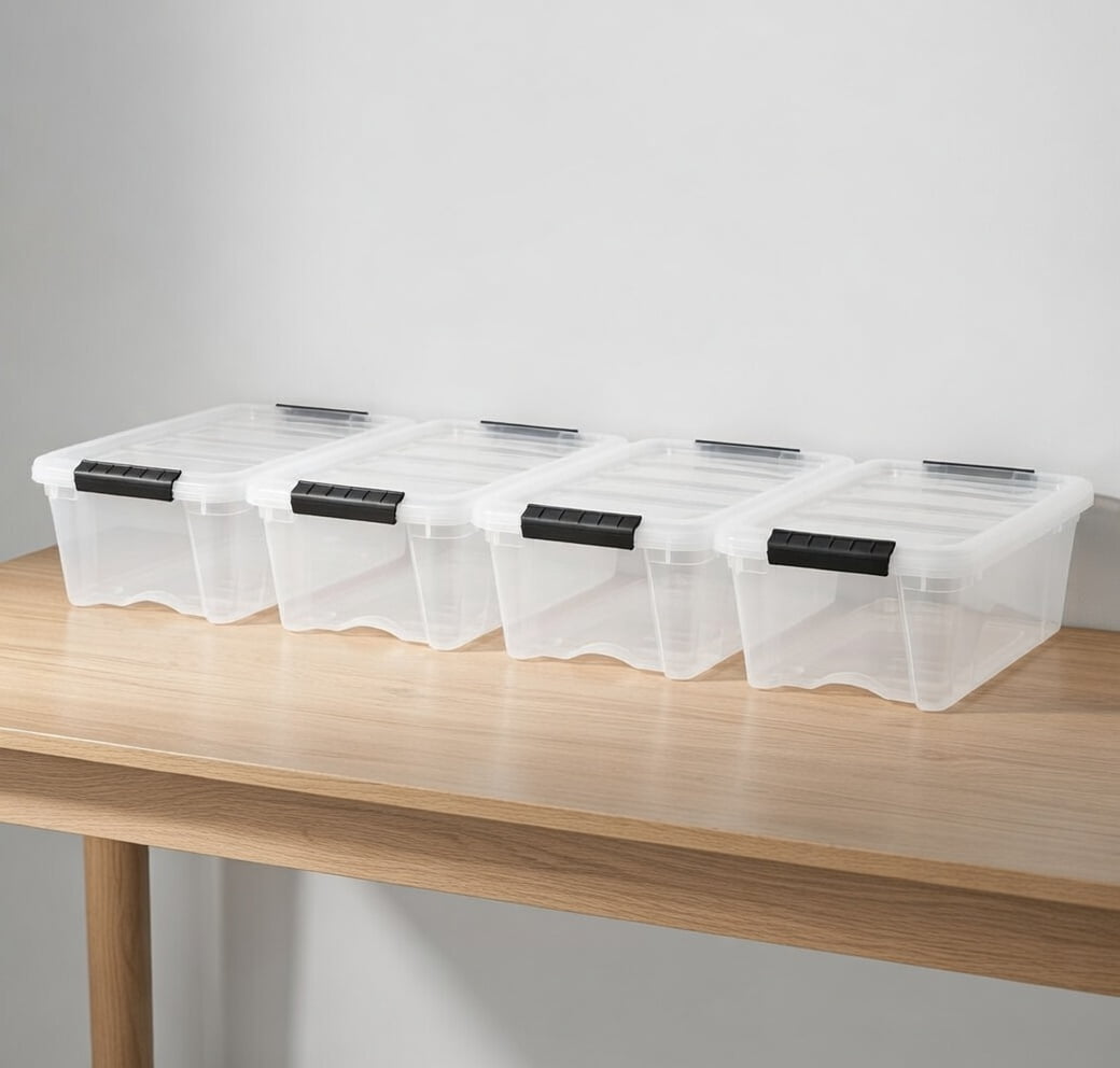 Clear Plastic Storage Bins with Latching Lids, Stackable Organizing ...