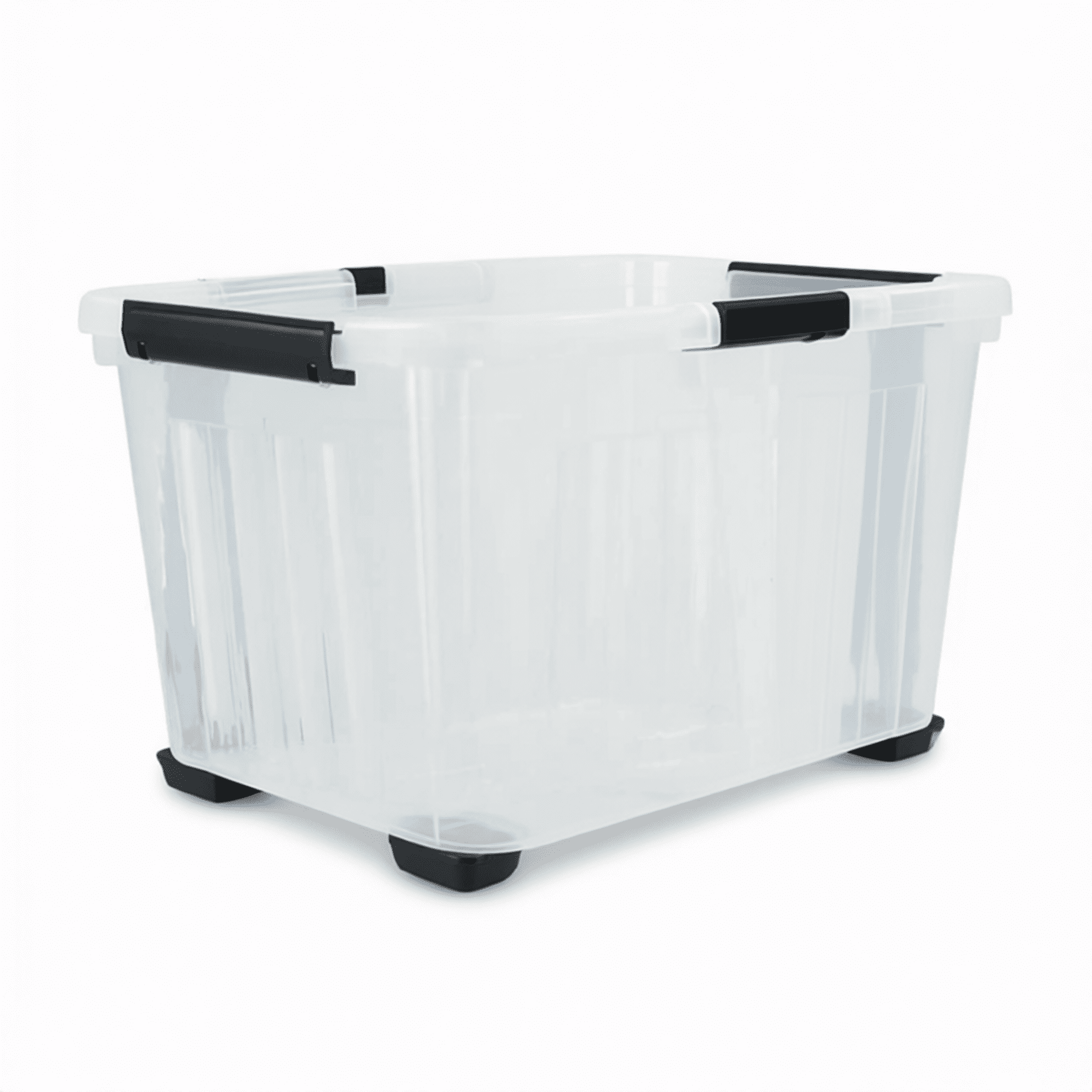 Clear Plastic Storage Bins with Latching Lids and Black Handles - Large ...