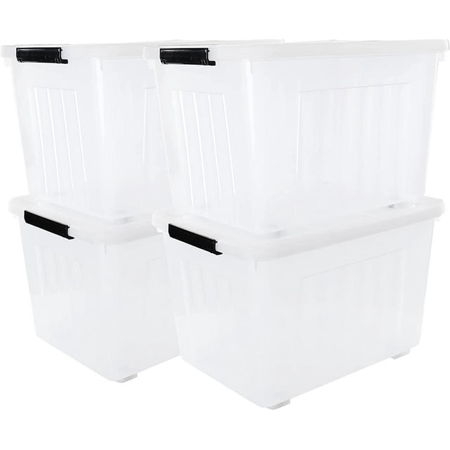 Clear Plastic Storage Bins with Lids, Large Capacity Container Boxes ...