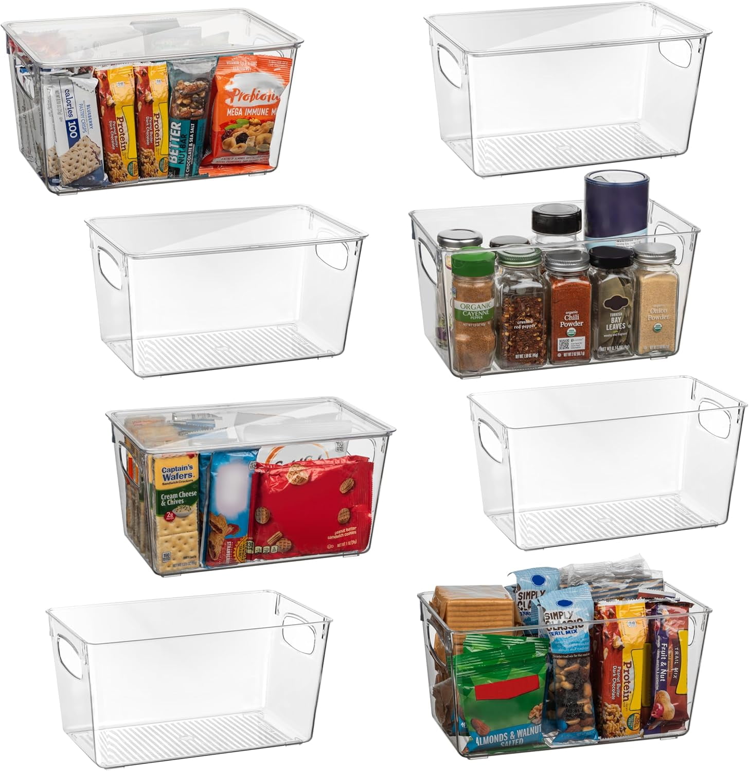 Clear Plastic Storage Bins with Lids – Stackable Pantry & Fridge ...