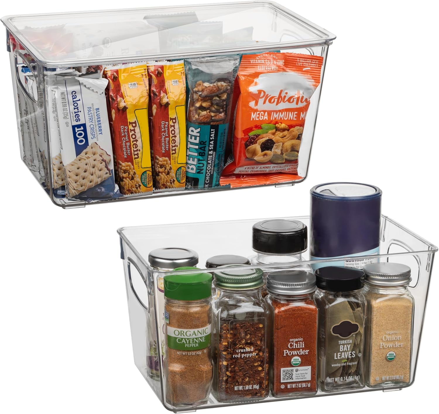 Clear Plastic Storage Bins with Lids – Stackable Pantry & Fridge ...