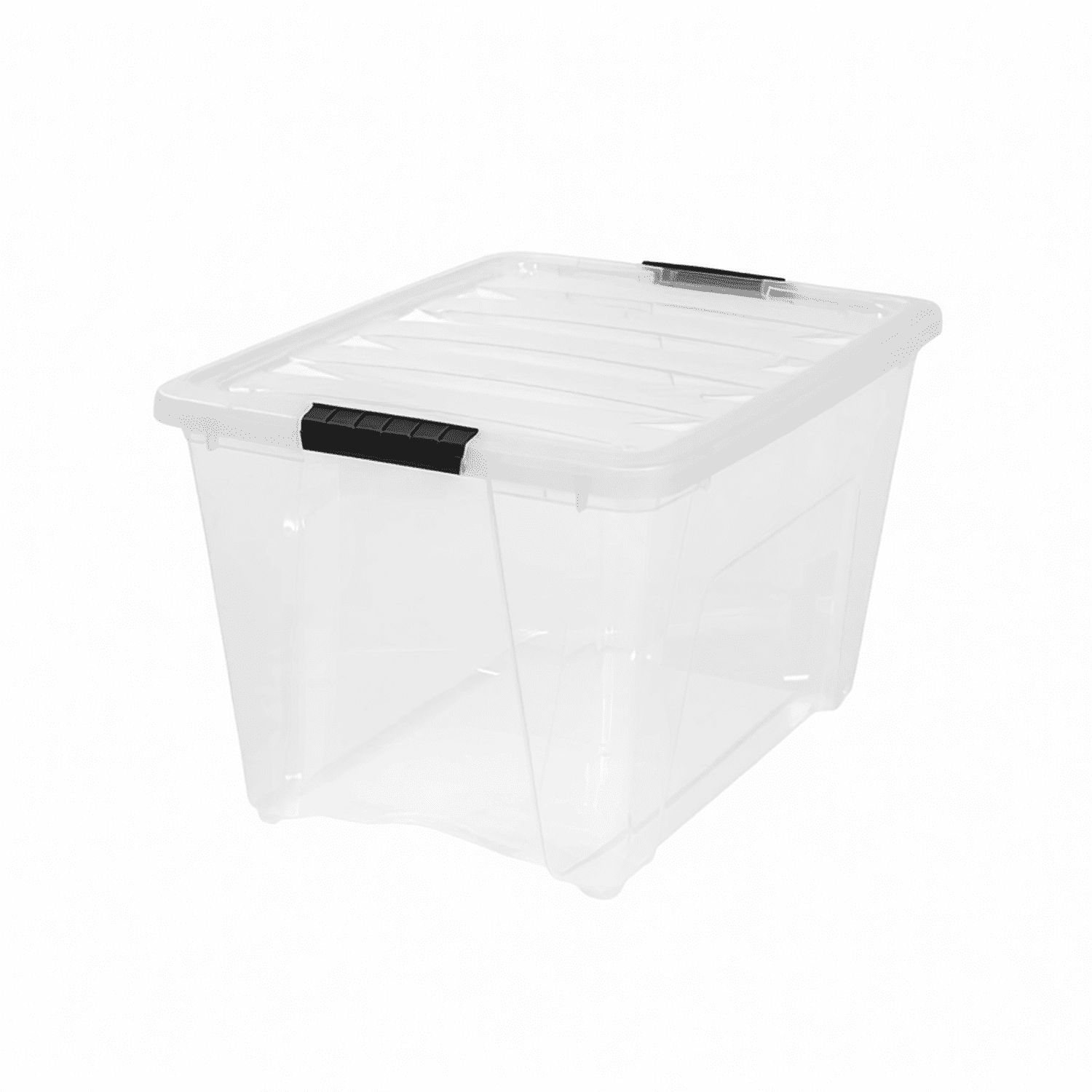 Clear Plastic Storage Bins with Lids and Black Handles, Stackable ...