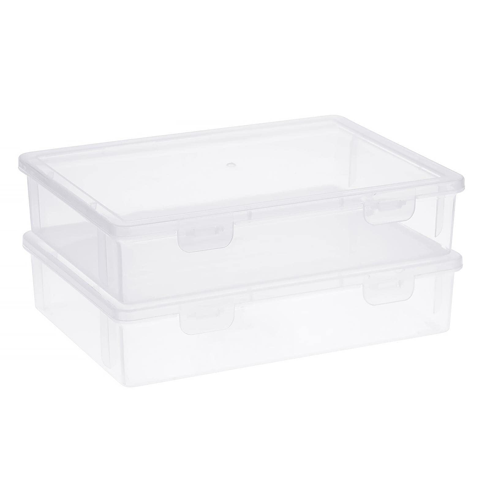 Clear Plastic Storage Box with Flap Lid, Multipurpose Craft Organizers ...