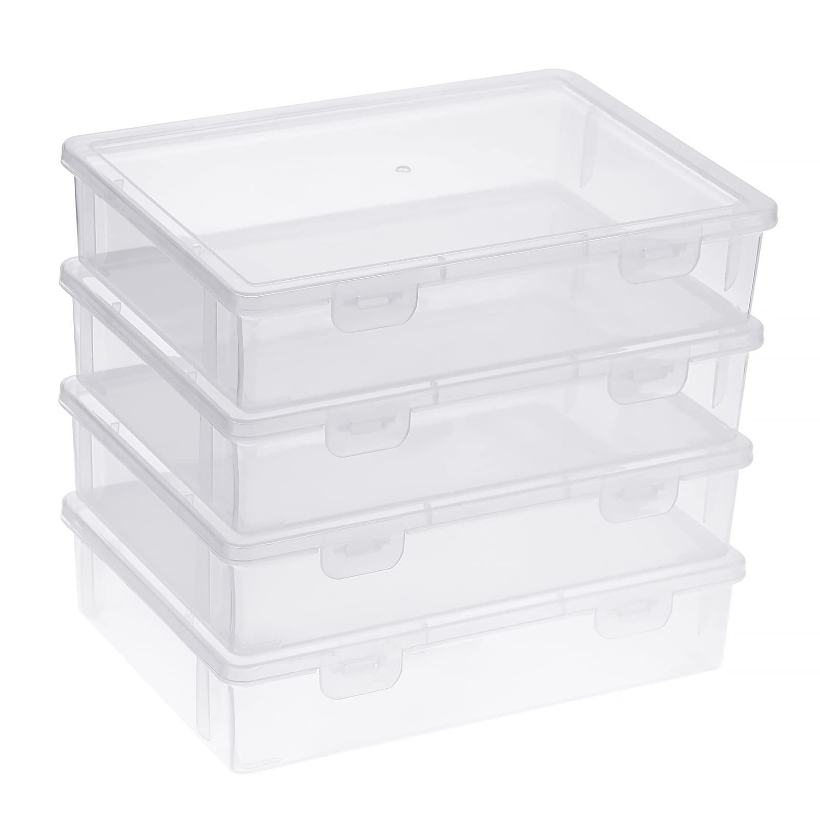 Clear Plastic Storage Box with Flap Lid, Multipurpose Craft Organizers ...