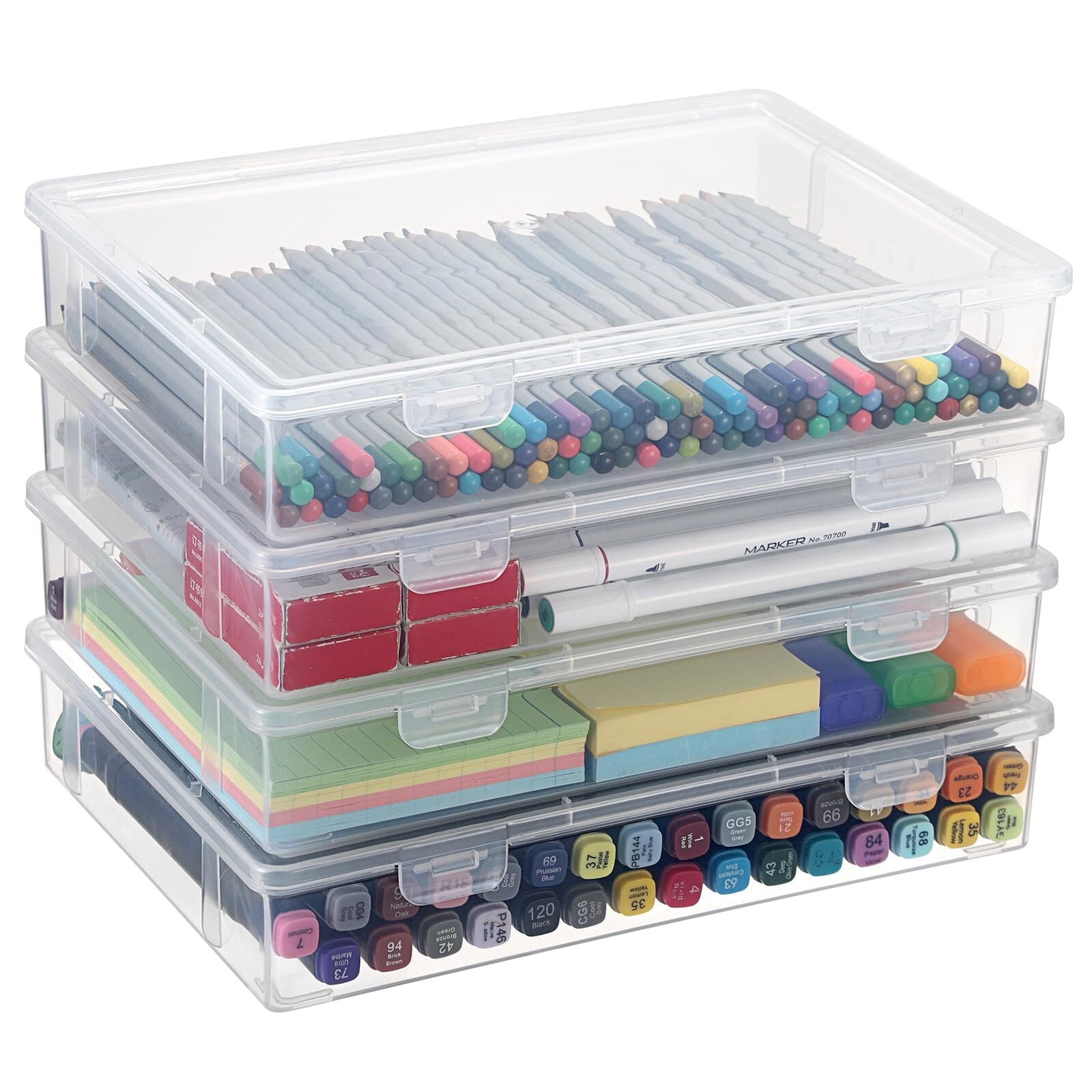 Clear Plastic Storage Box with Flap Lid, Multipurpose Craft Organizers ...