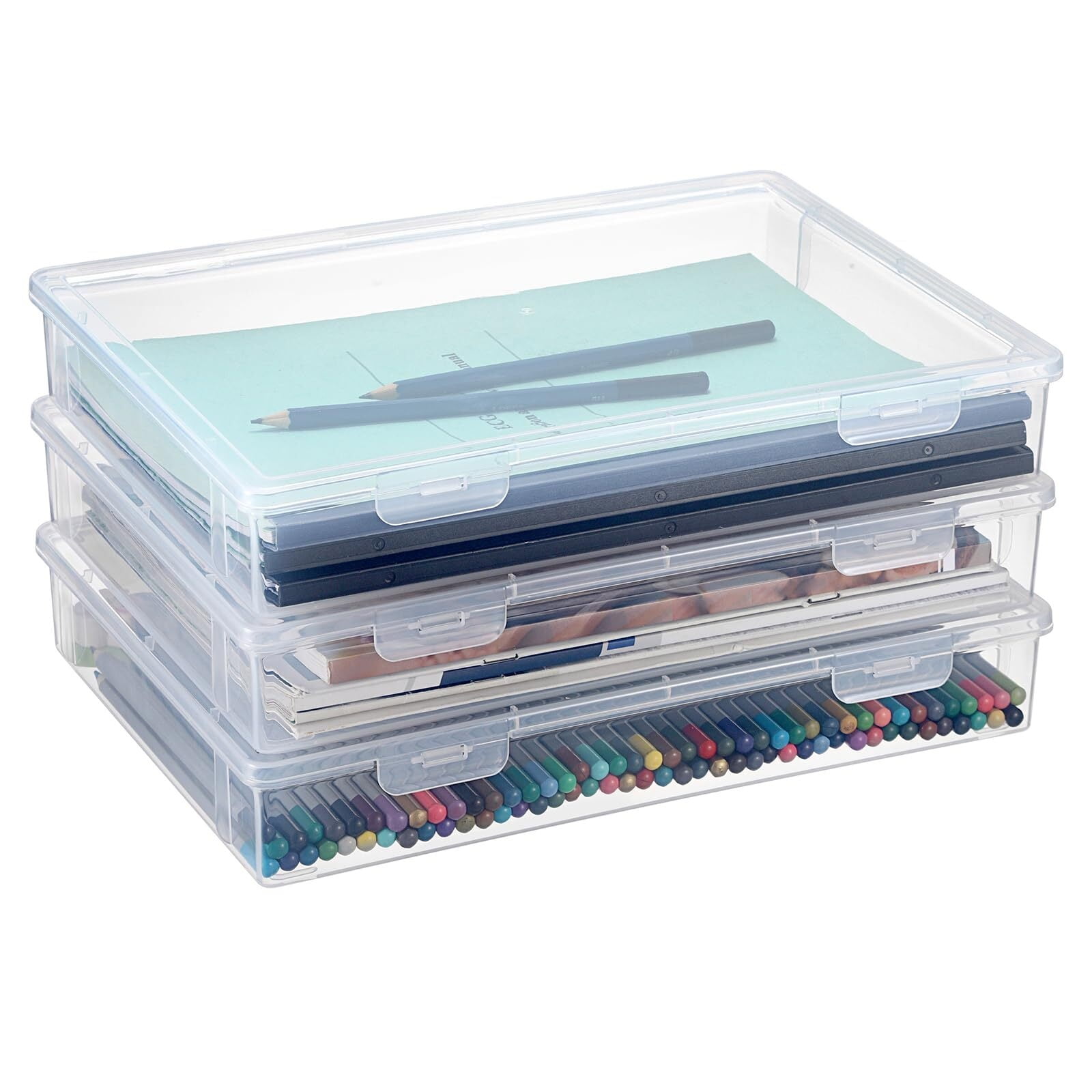 Clear Plastic Storage Box with Flap Lid, Multipurpose Craft Organizers ...