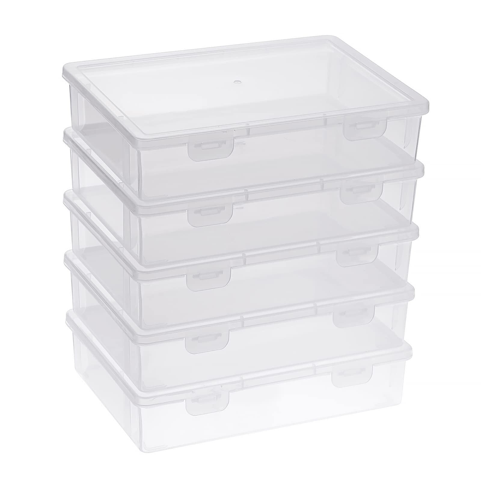 Clear Plastic Storage Box with Flap Lid, Multipurpose Craft Organizers ...