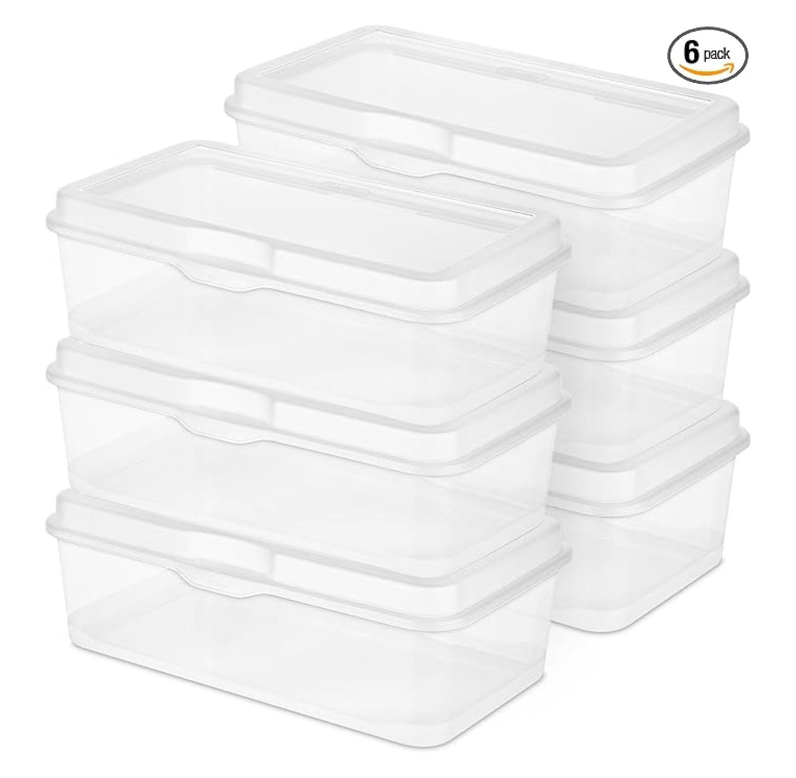 Clear Plastic Storage Boxes 6-Pack - Large FlipTop Organizer Containers ...