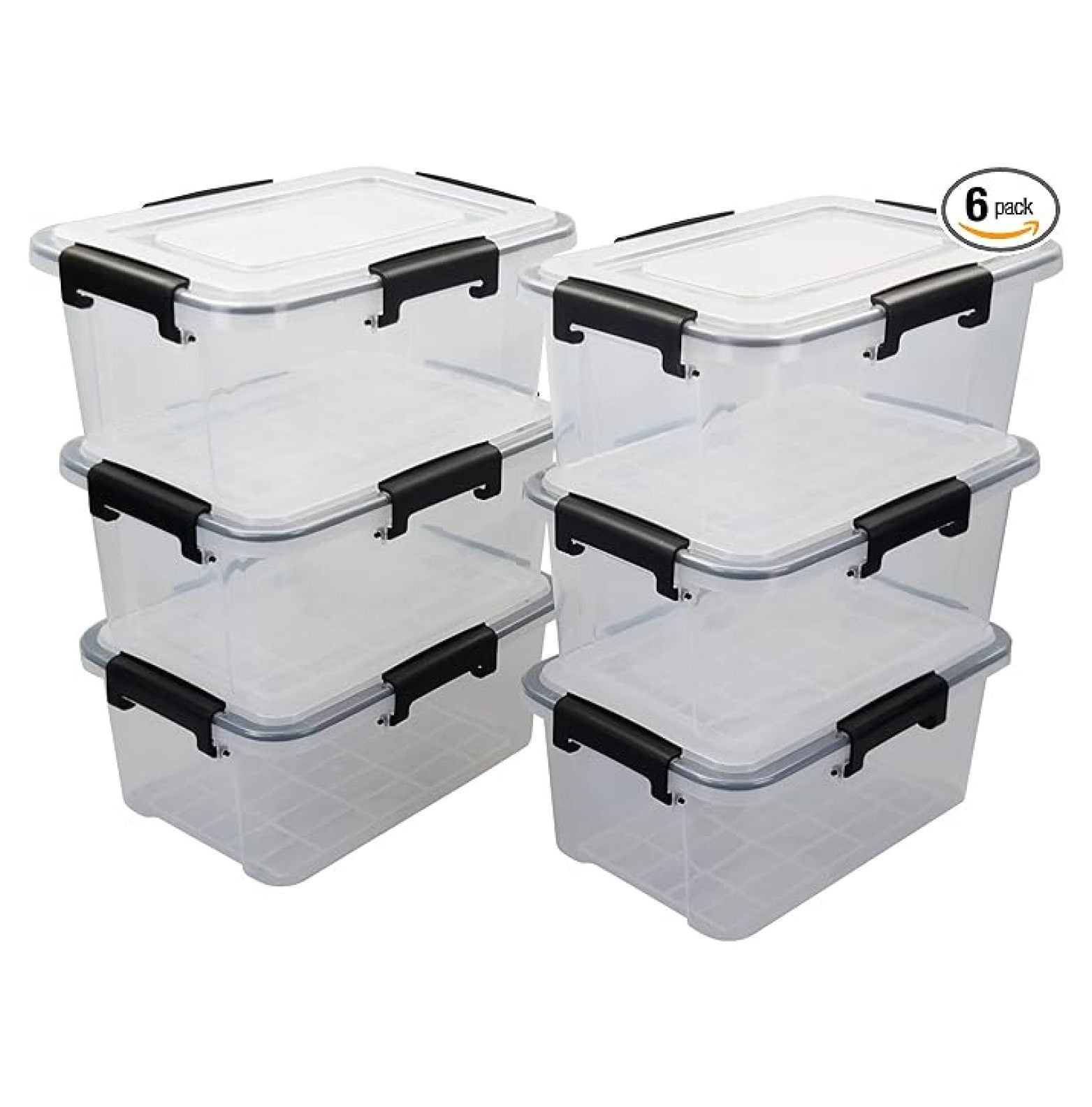 Clear Plastic Storage Boxes with Lids (6 Pack) - 10L Airtight ...
