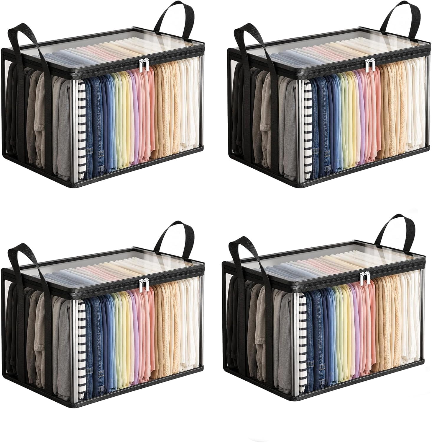 Clear Plastic Storage Container with Hinged Lid, Heavy Duty Thick ...