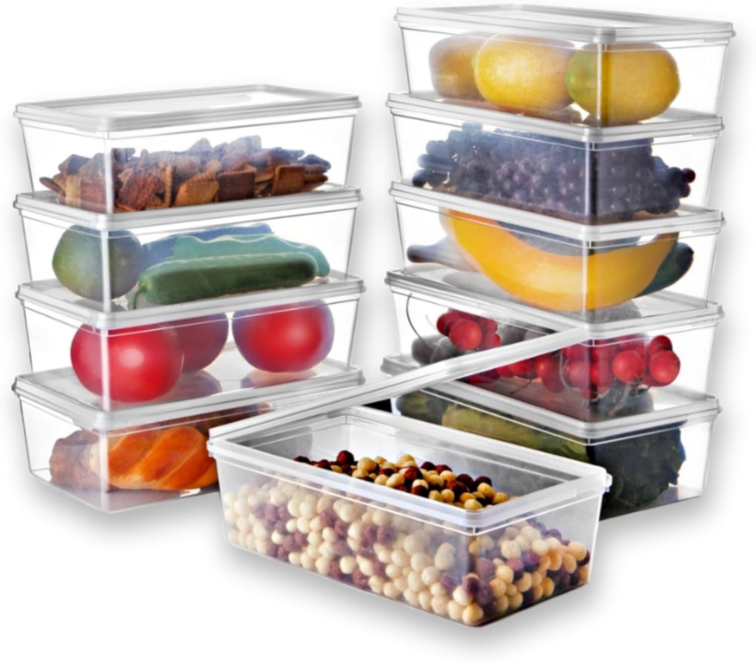 Clear Plastic Storage Containers with Hinged Lid 67.63 fl oz (2L) – 10 ...