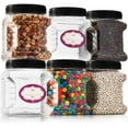 Clear Plastic Storage Jars with Lids - 6 Pack - Square Plastic ...