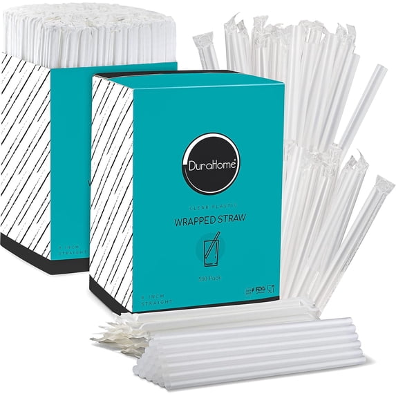 Clear Plastic Straws Individually Wrapped 1000 Pack - 8 inch Drinking ...