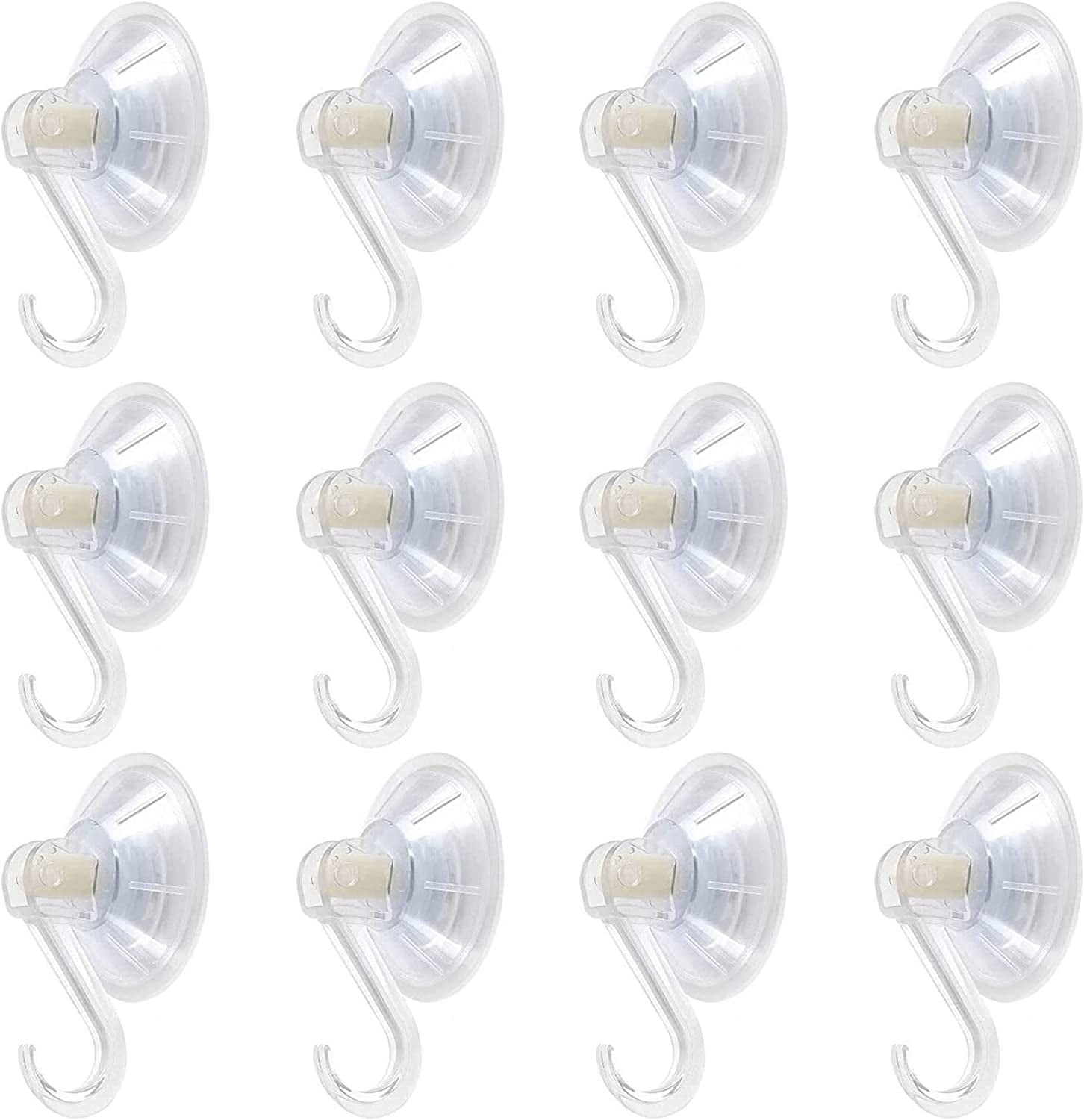 Clear Plastic Suction Cup Hook,12 Pack Ultra Heavy Duty Hooks Strong ...