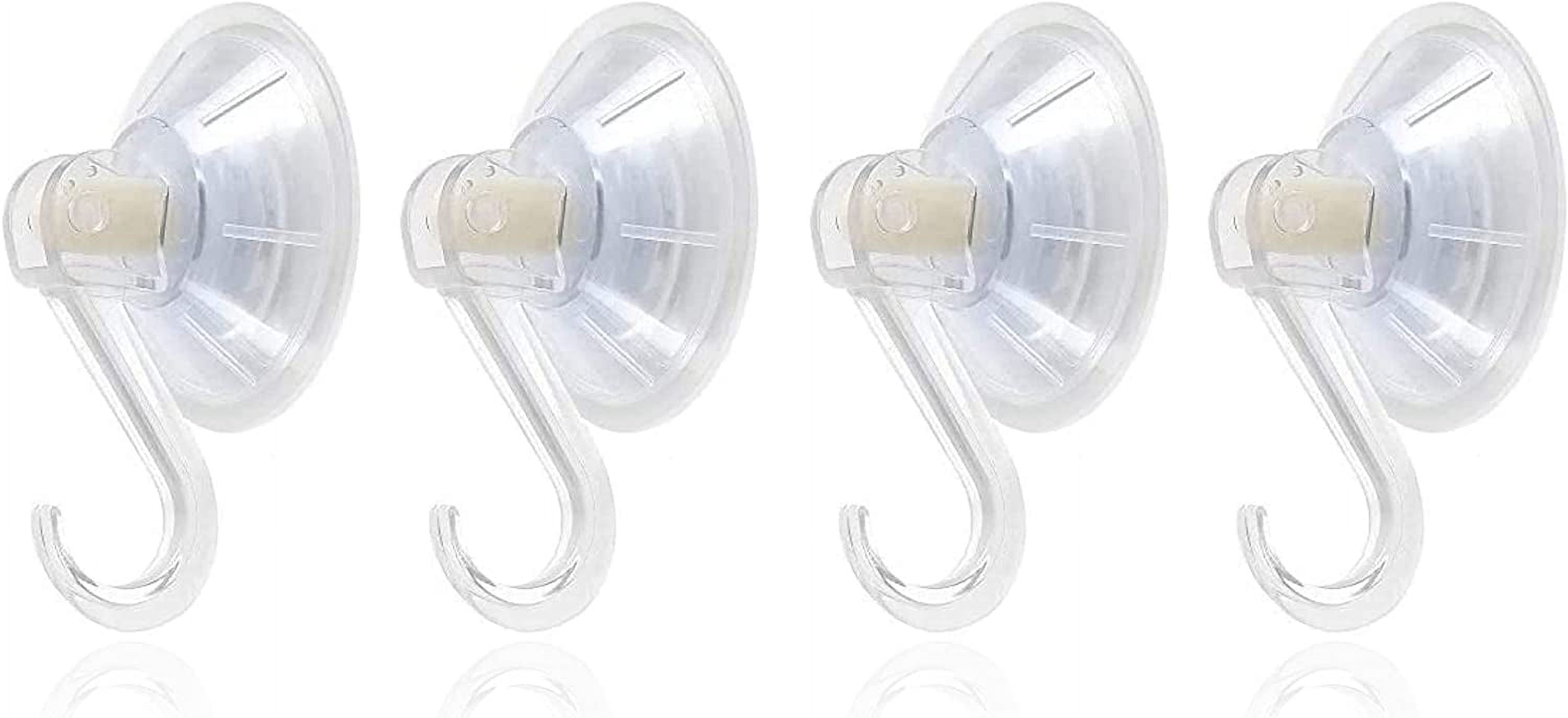 TOSEERY Clear Plastic Suction Cup Hooks, 4 Pack, Heavy Duty, Vacuum ...