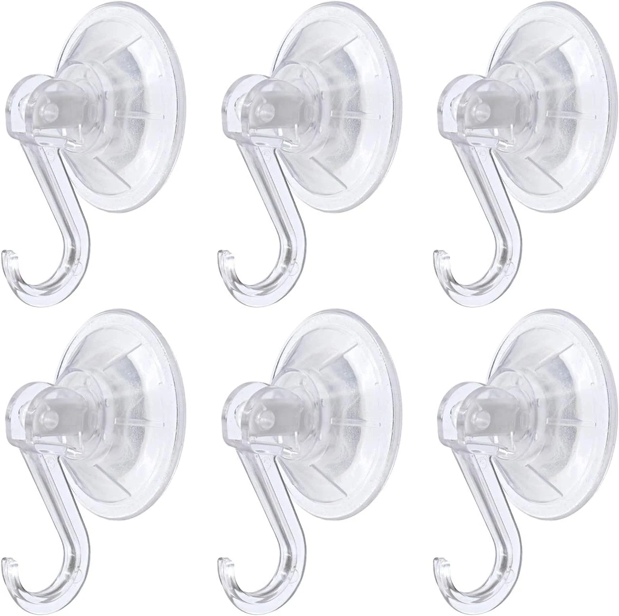 Clear Plastic Suction Cup Hooks, 6 Pack Ultra Heavy Duty Power Lock ...