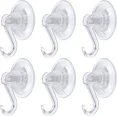 Clear Plastic Suction Cup Hooks, 6 Pack Ultra Heavy Duty Power Lock ...