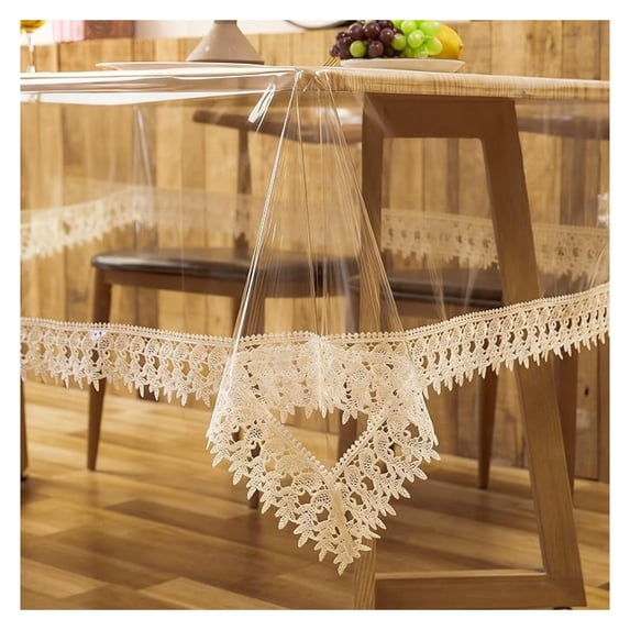 Clear Plastic Table Cover Protector Transparent PVC Vinyl with Lace for ...