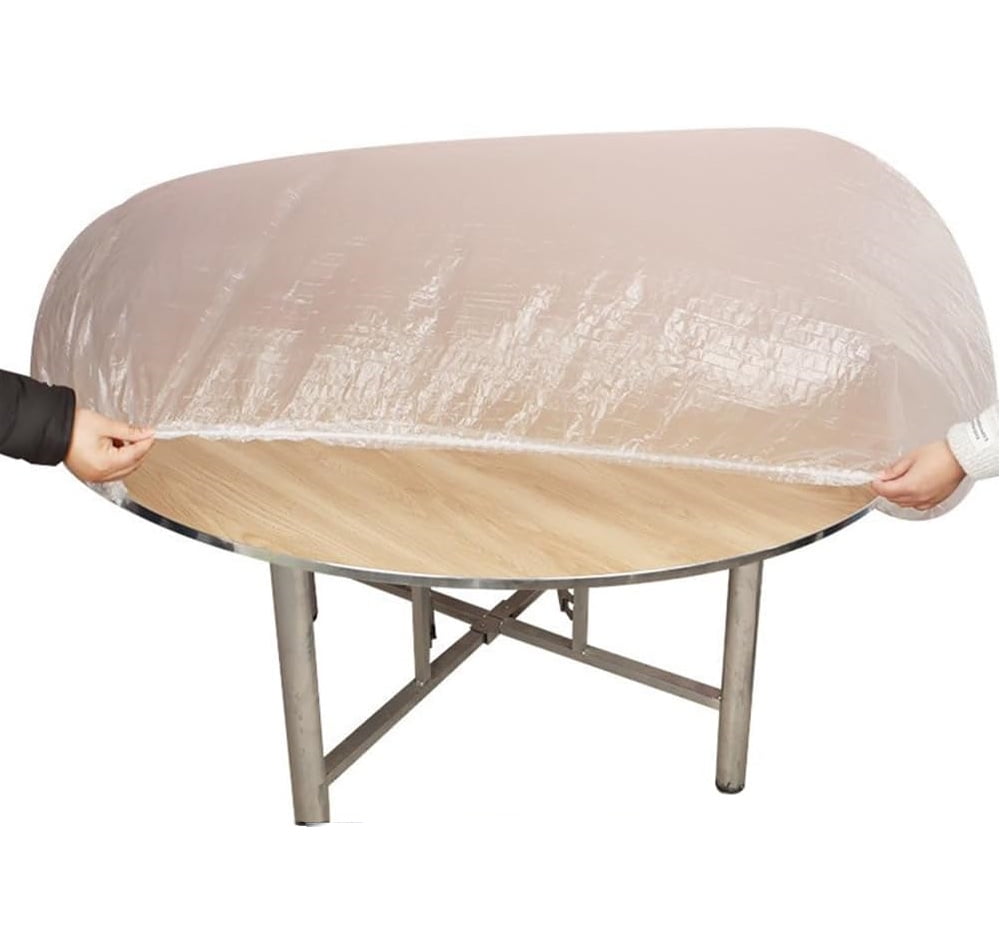 Clear Plastic Tablecloth,Heavy Duty Elasticized Table Cover, Round ...