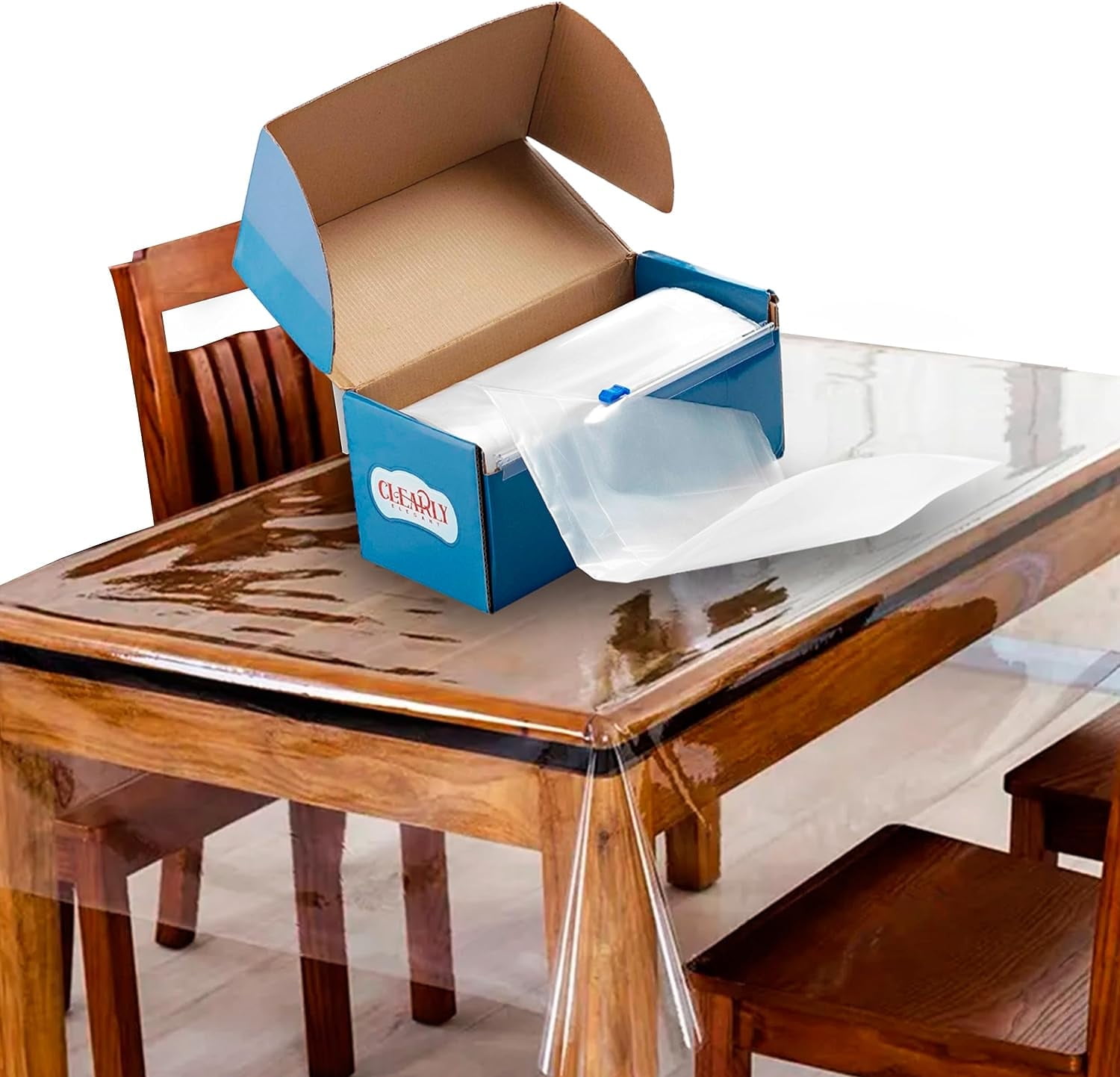 Clear Plastic Tablecloth ROLL- W/ SELF Cutter -Wide Thick Disposable ...