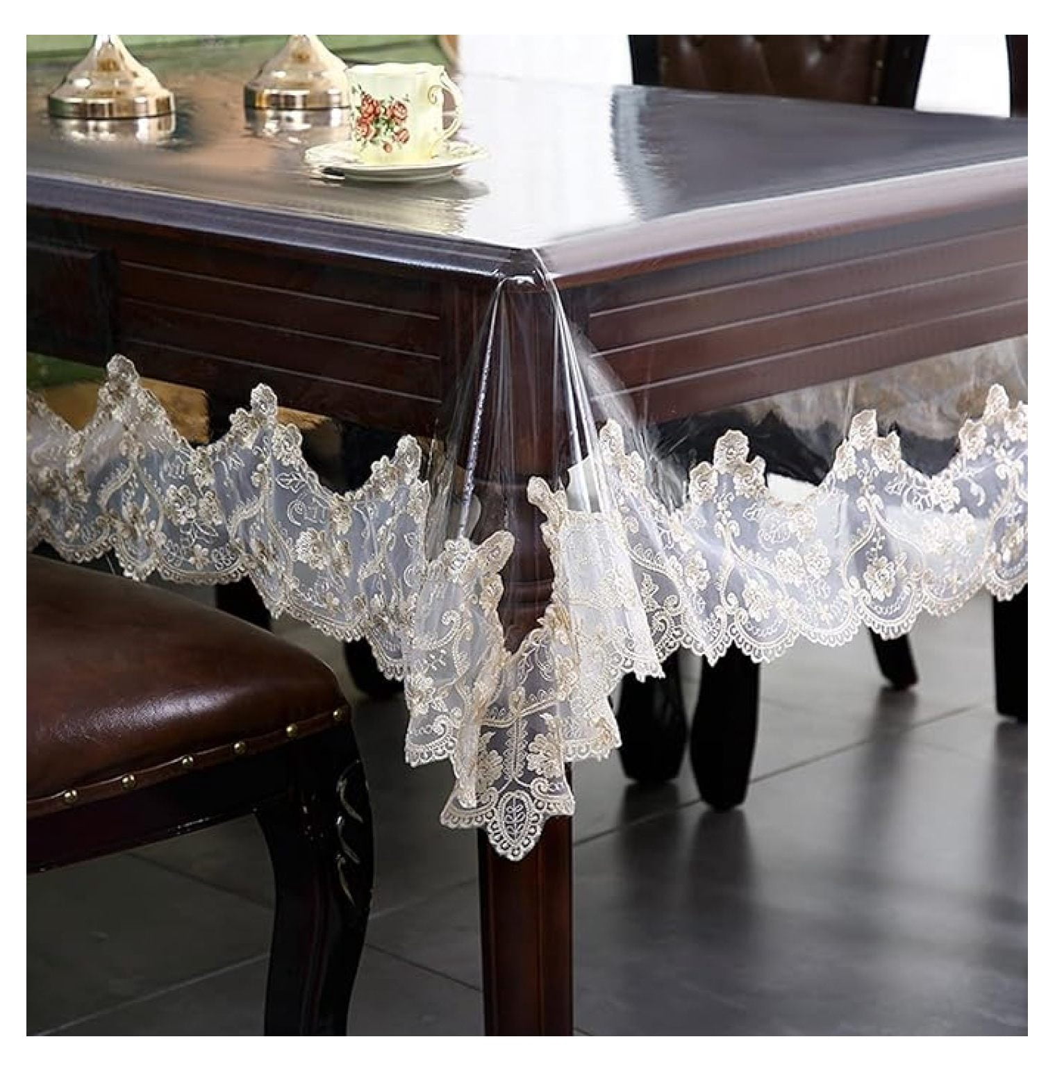 Clear Plastic Tablecloth Waterproof Rectangle Vinyl Table Cloth with ...