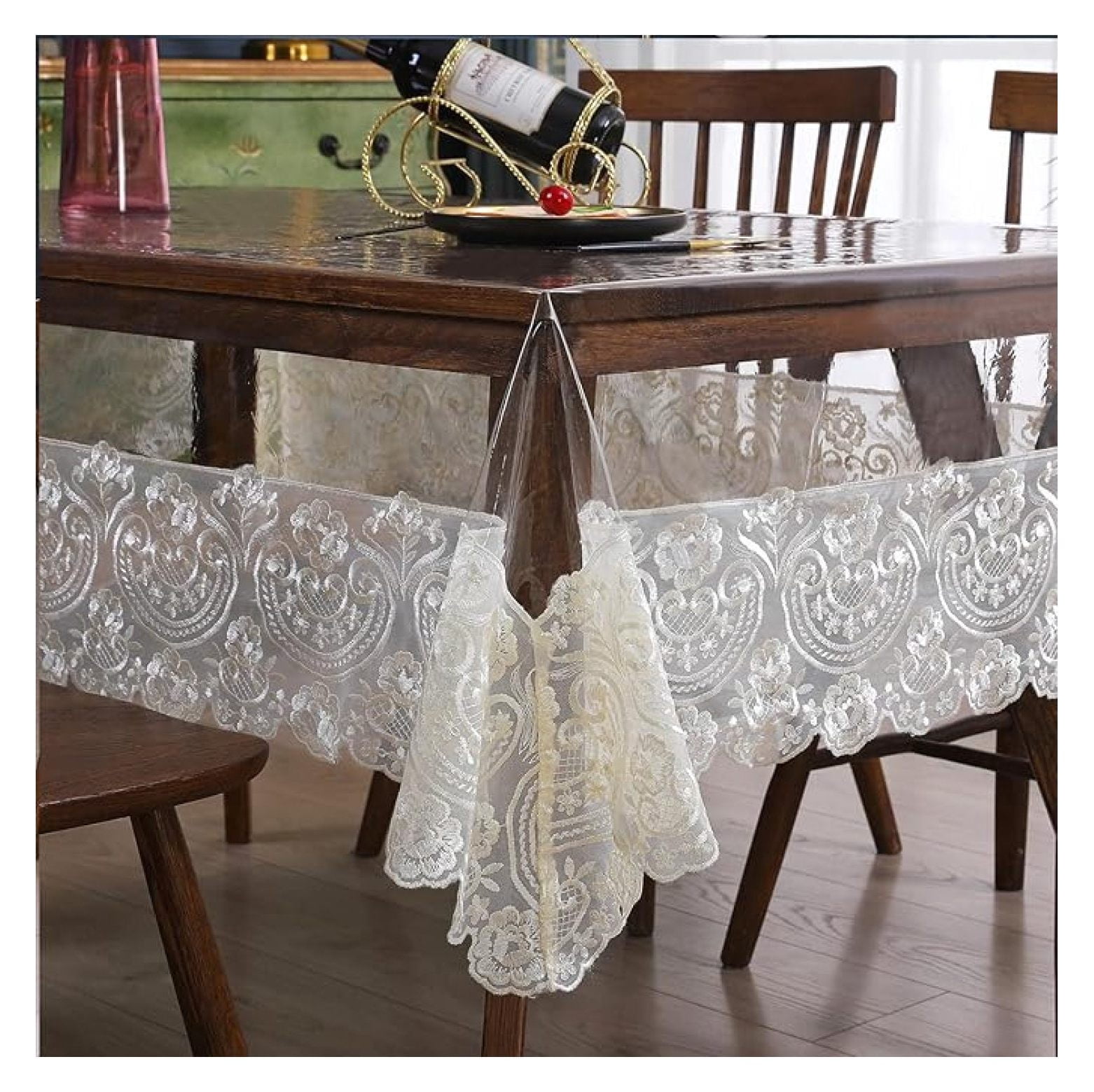 Clear Plastic Tablecloth Waterproof Rectangle Vinyl Table Cloth with ...