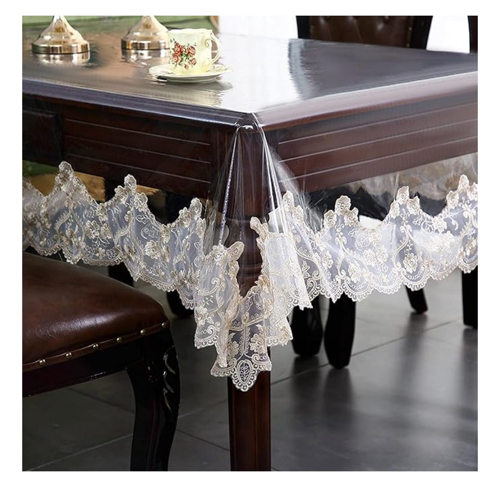 Clear Plastic Tablecloth Waterproof Rectangle Vinyl Table Cloth with ...