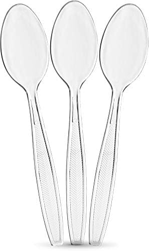 Clear Plastic Tea Spoons Disposable Cutlery Medium Weight Utensils 100 ...