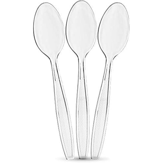 Clear Plastic Tea Spoons Disposable Cutlery Medium Weight Utensils 200 ...