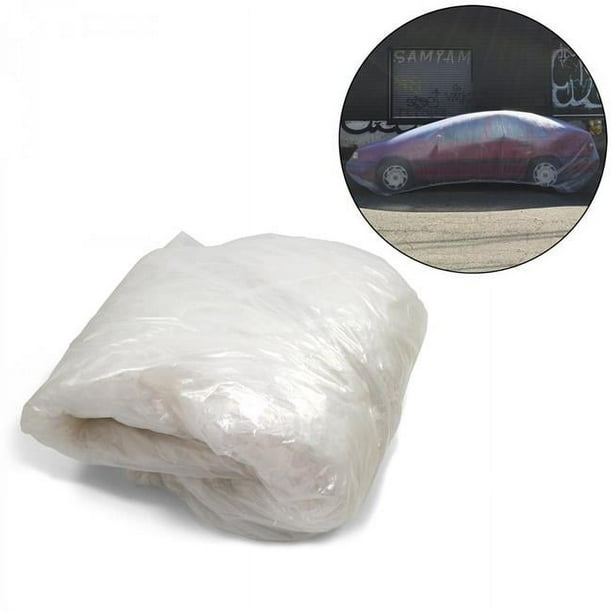 Clear Plastic Temporary Universal Disposable Car Cover Rain Dust Garage ...
