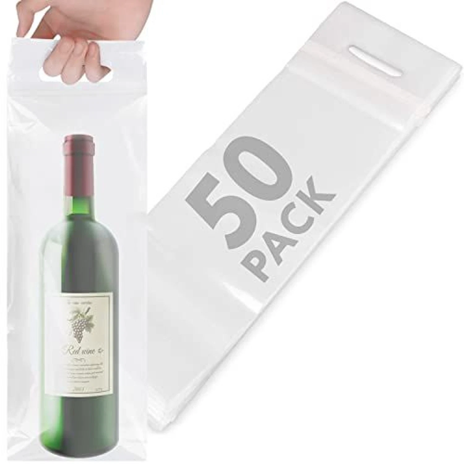 Clear Plastic To Go Wine Bags with Handles - 50 Pack - Walmart.com