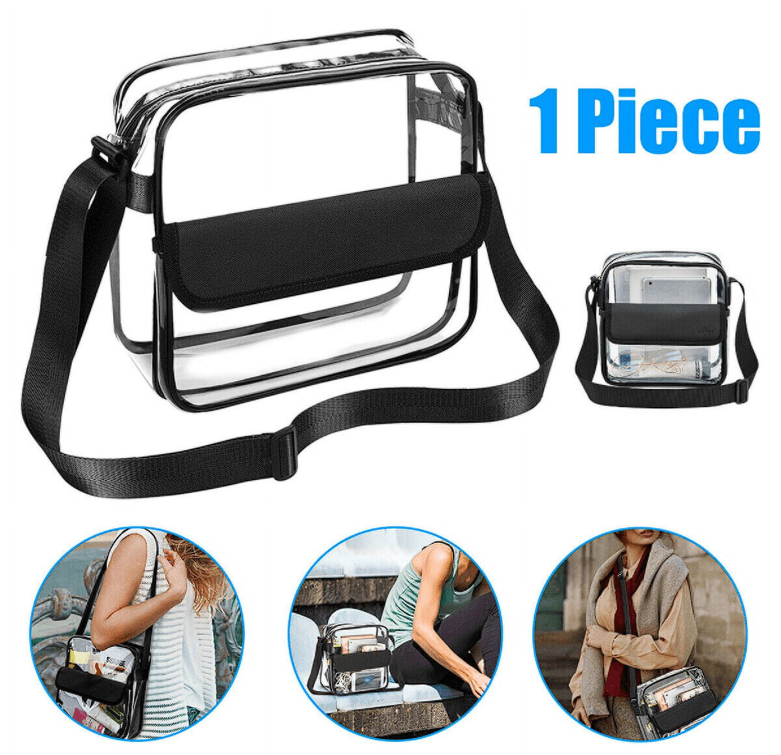 Clear Plastic Tote Bag Women Transparent Handbag Zip Purse PVC Stadium ...