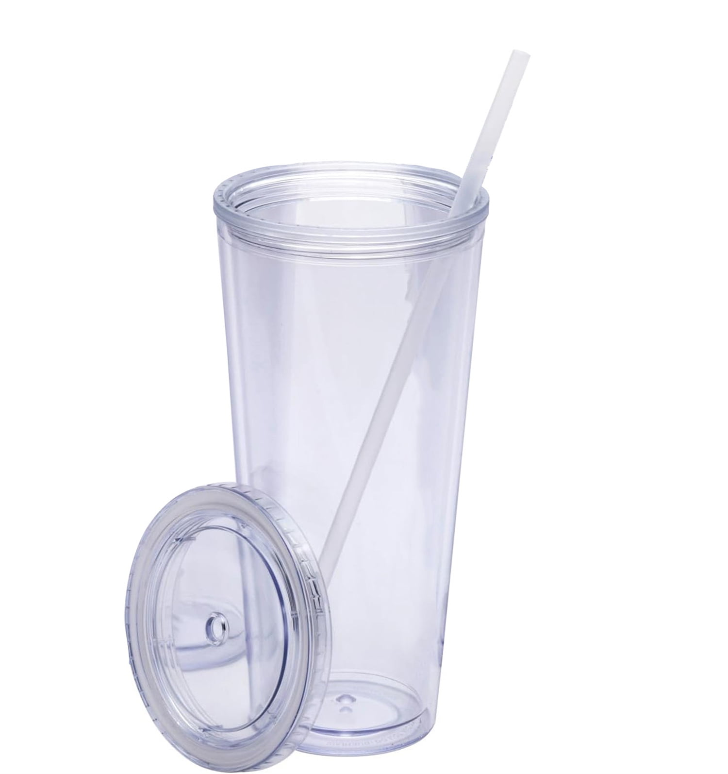 Clear Plastic Tumblers -Bexikou 720ML Double-Walled Ice Cold Drink Cup ...