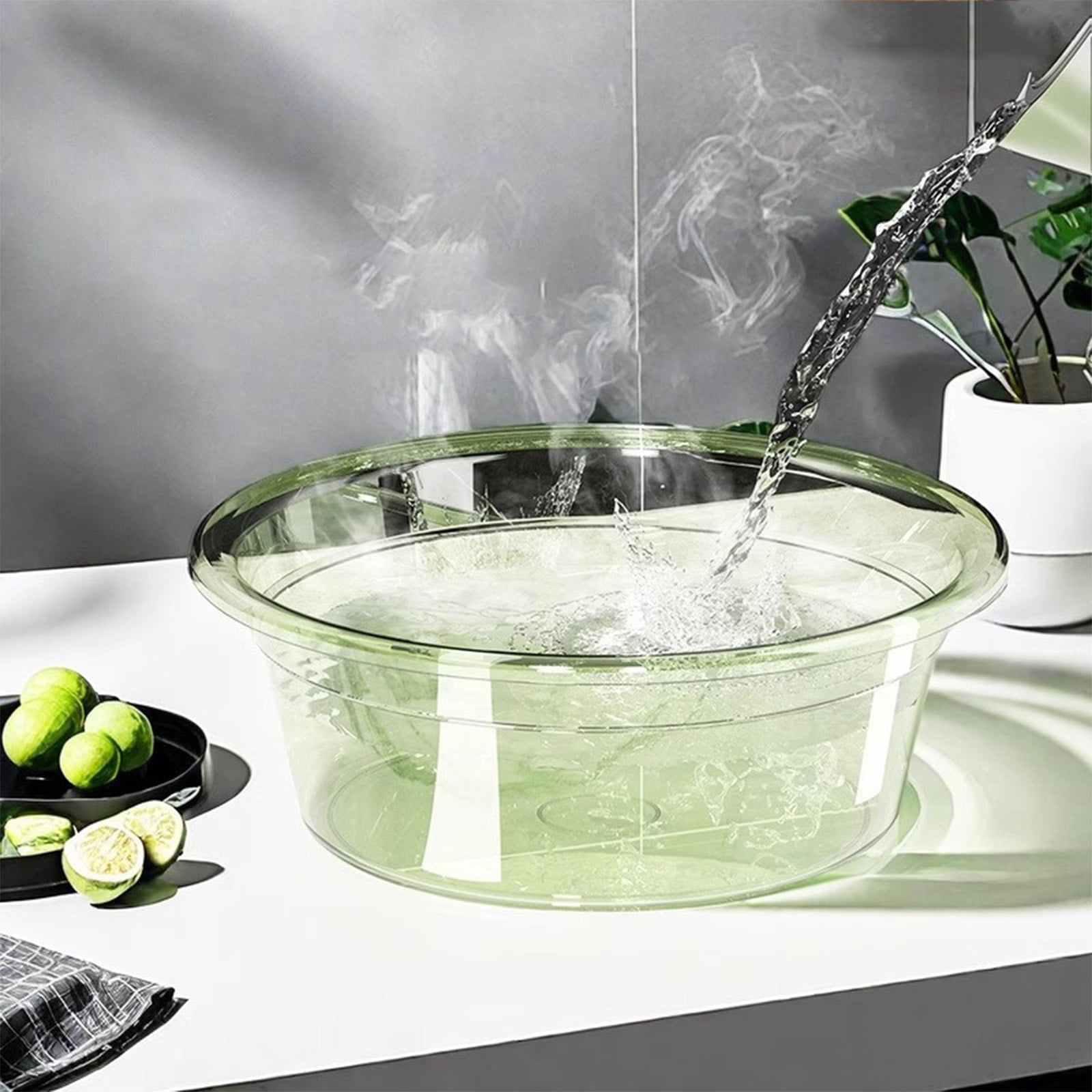 Clear Plastic Wash Basin, Thickened Mixing Bowl for Kitchen Sink ...