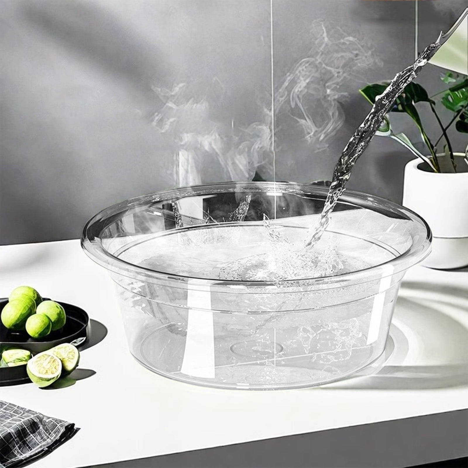 Clear Plastic Wash Basin | Thickened Round Portable Soaking Tub ...