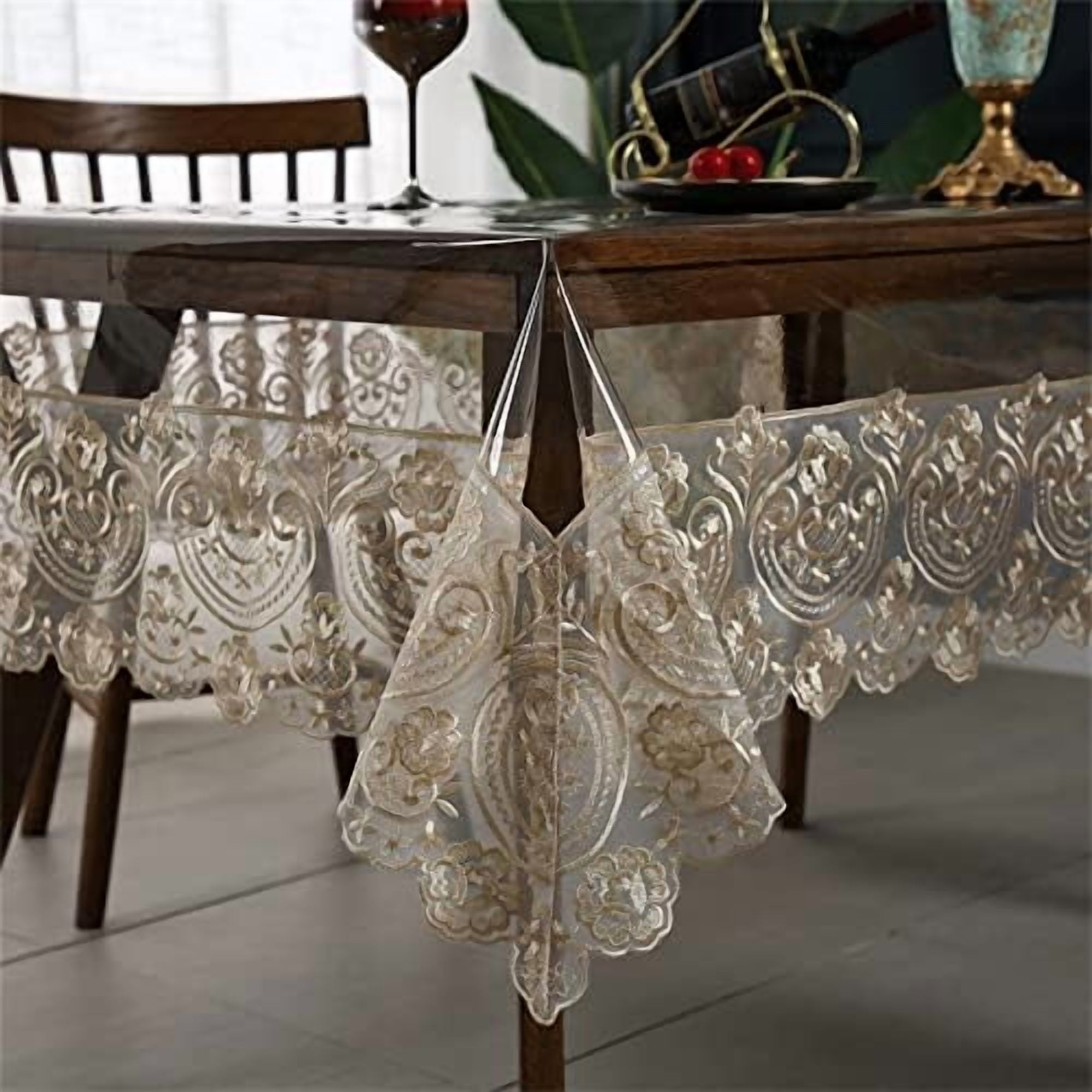 Clear Plastic Waterproof Tablecloth, Vinyl PVC Rectangle Table Cloth ...