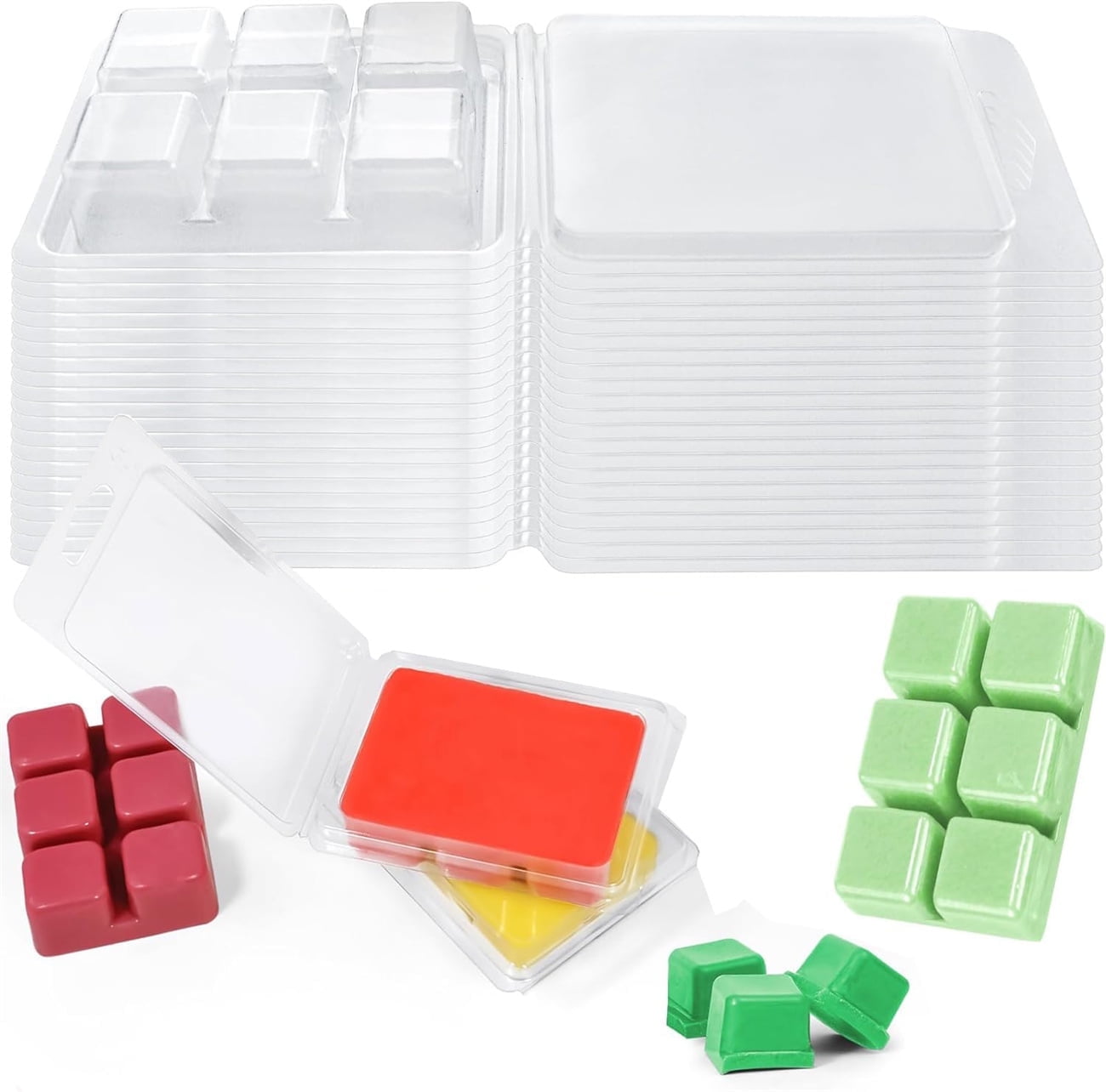 Clear Plastic Wax Melt Containers,Bexikou 20 Pack Wax Melt Molds,6 ...