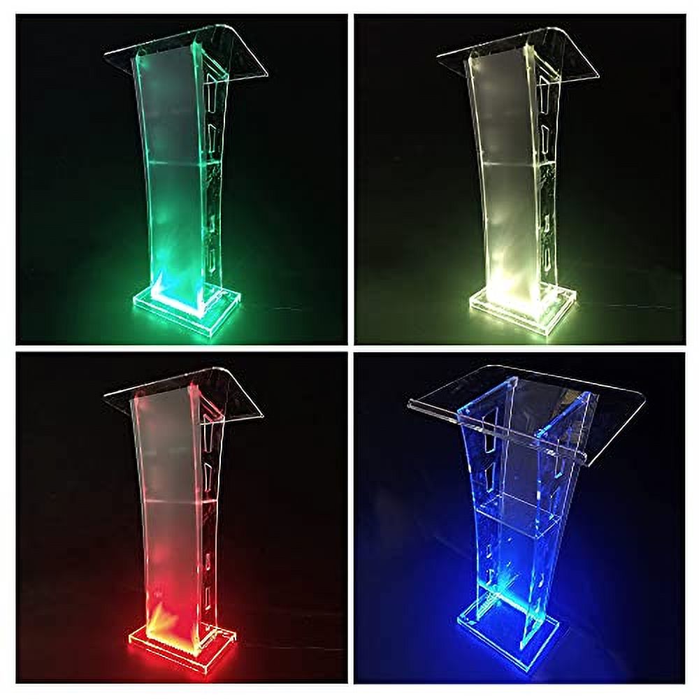 Clear Podium Stand with Lights, 43”Acrylic Podium Pulpits for Churches ...