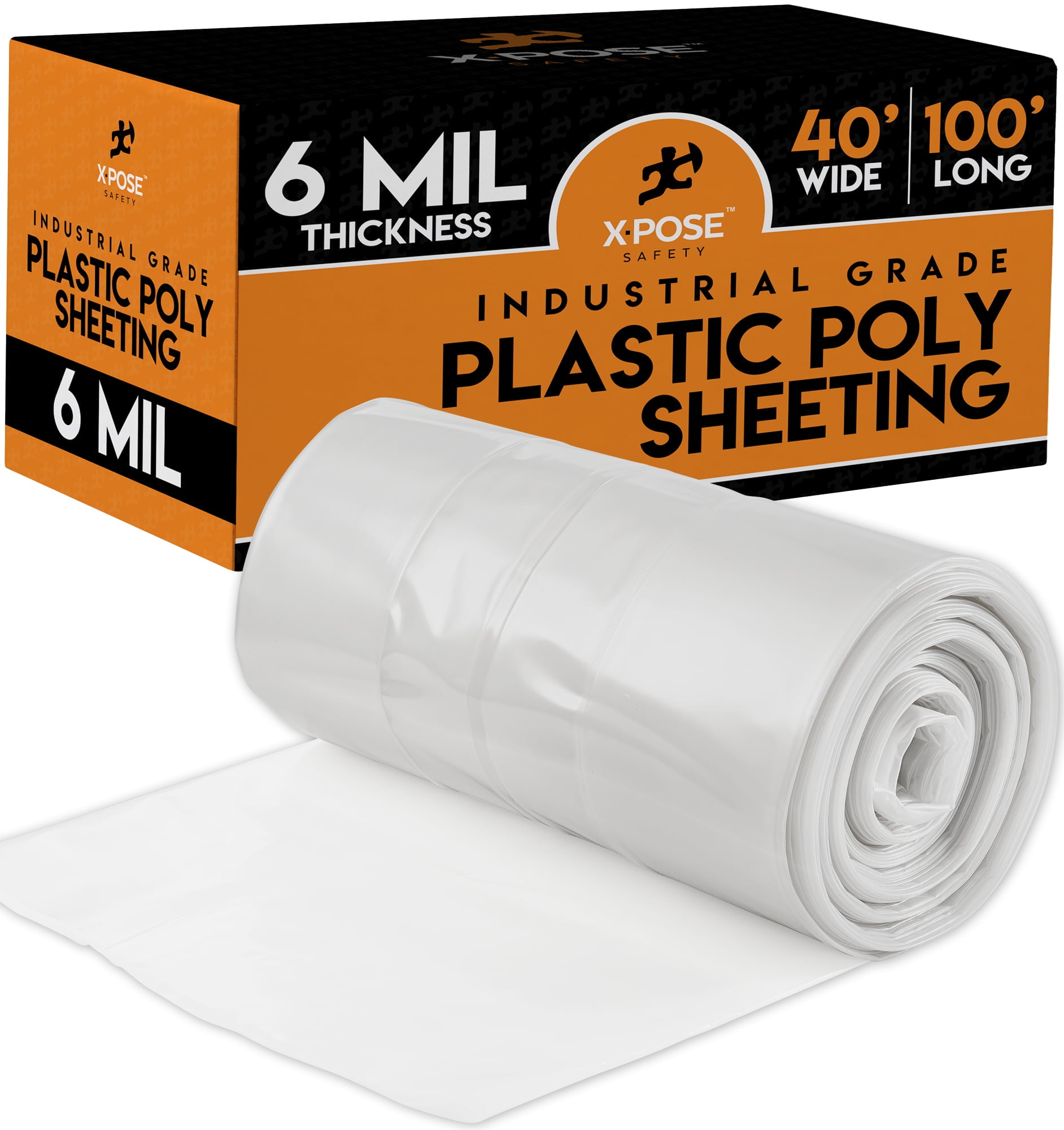 Clear Poly Sheeting - 40 x 100 Feet – Heavy Duty, 6 Mil Thick Plastic ...