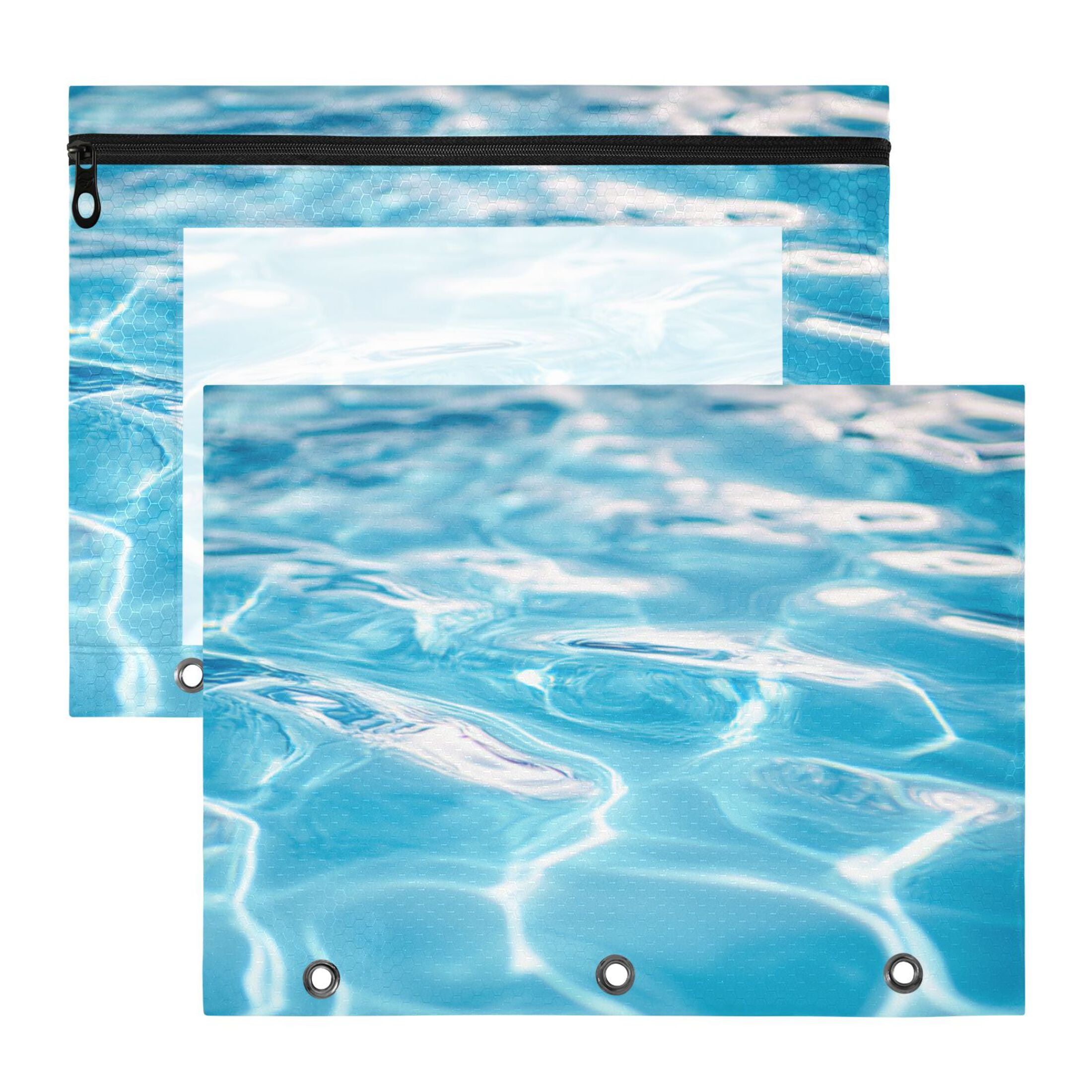 Clear Pool Water 3-Ring Binder Pouches A4 Size Zipper Pocket File ...