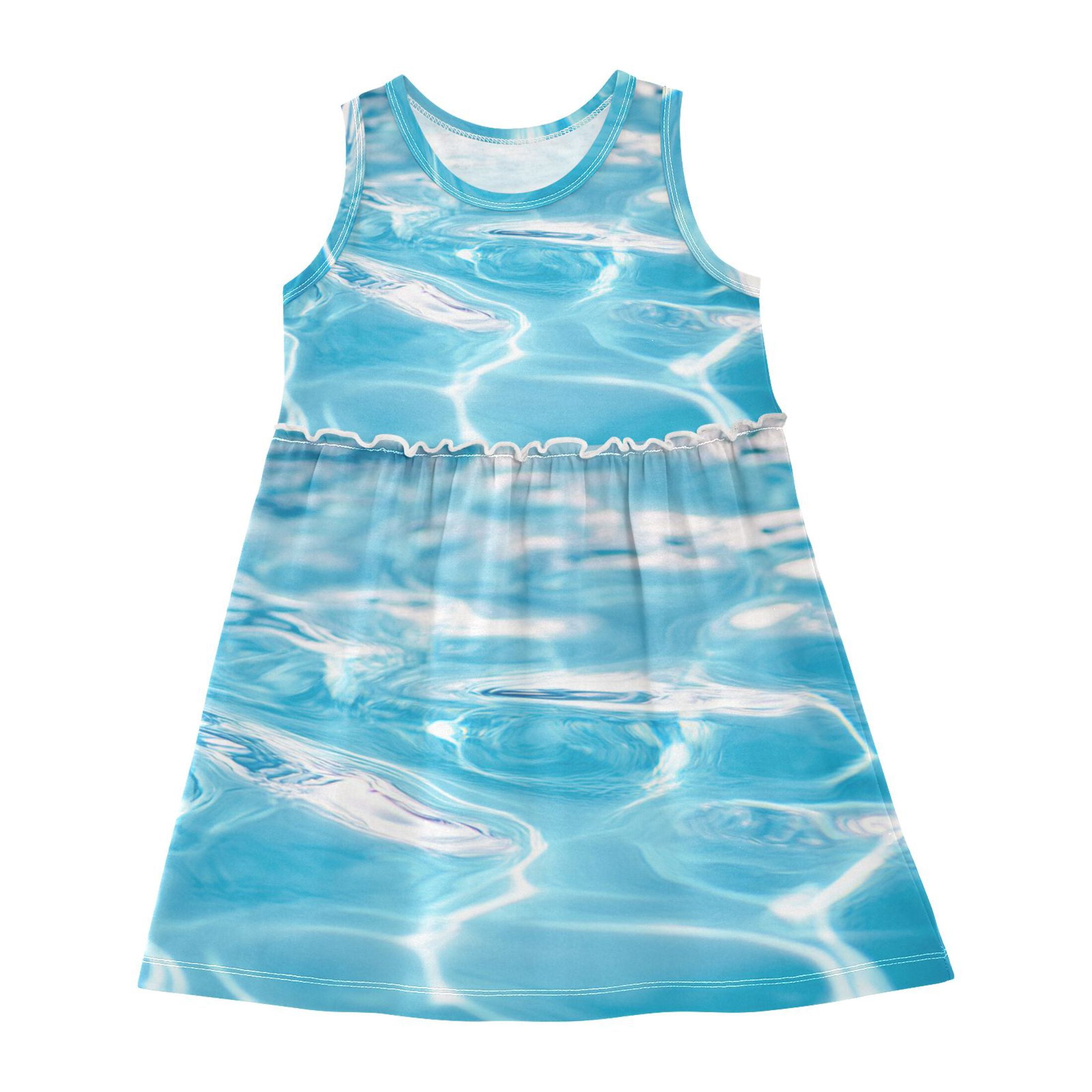 Clear Pool Water Girls' Sleeveless Dress A-Line One-Piece Dress Quick ...