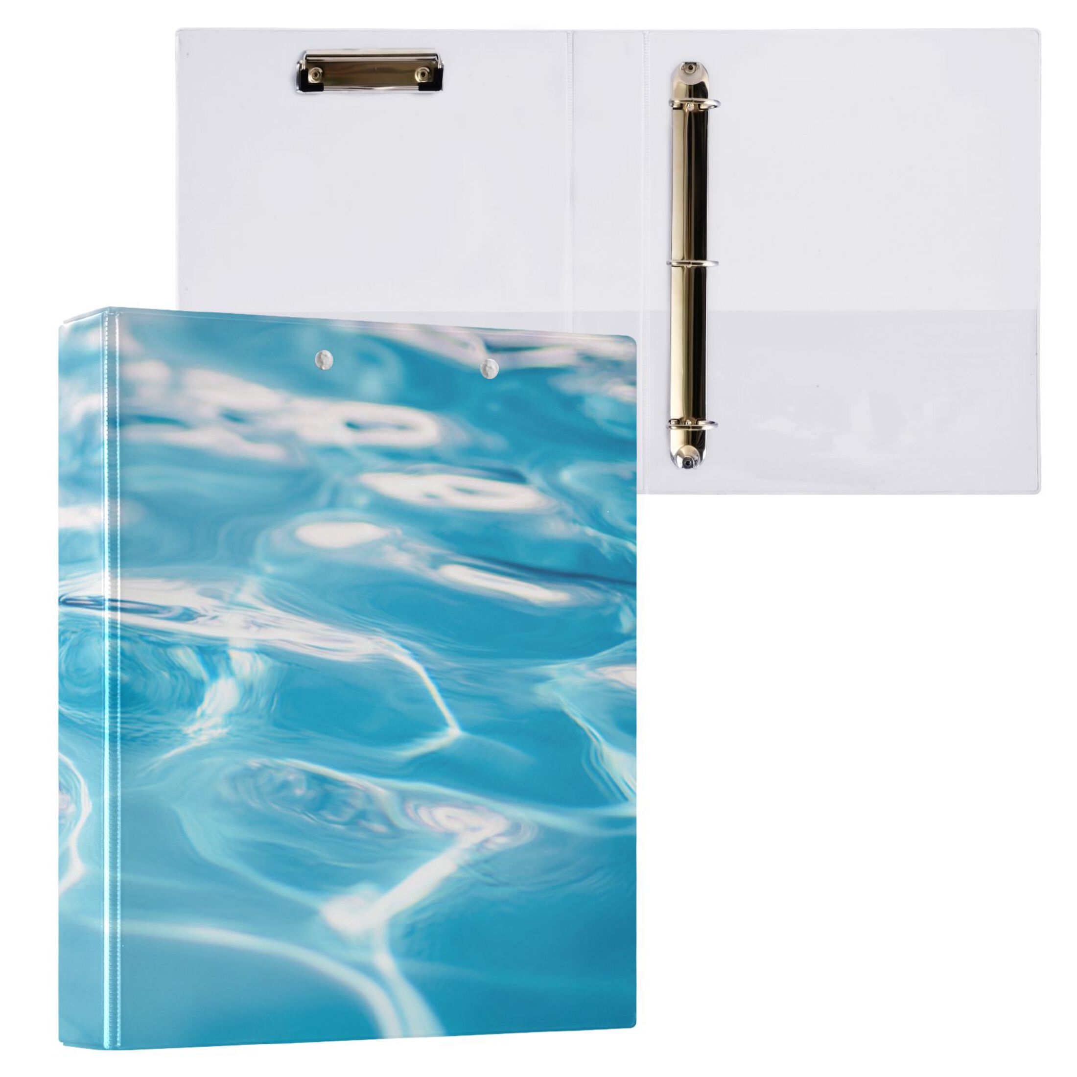 Clear Pool Water Round Ring Binder 3 Rings 1.5" Capacity File Storage ...