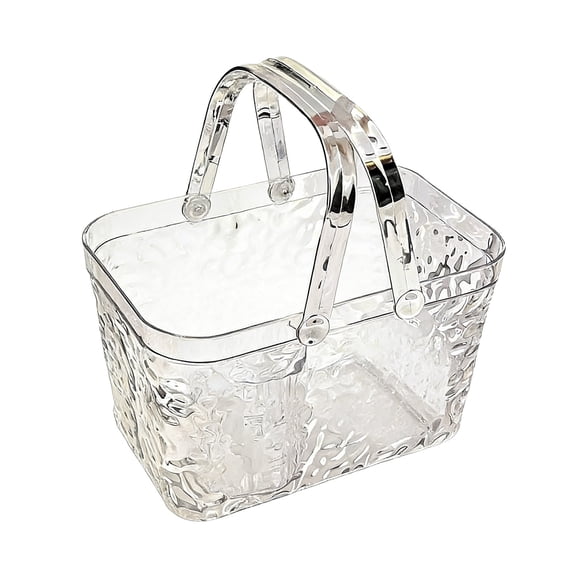 Clear Portable Bath Organizer Tote With Handle Plastic Storage Basket ...