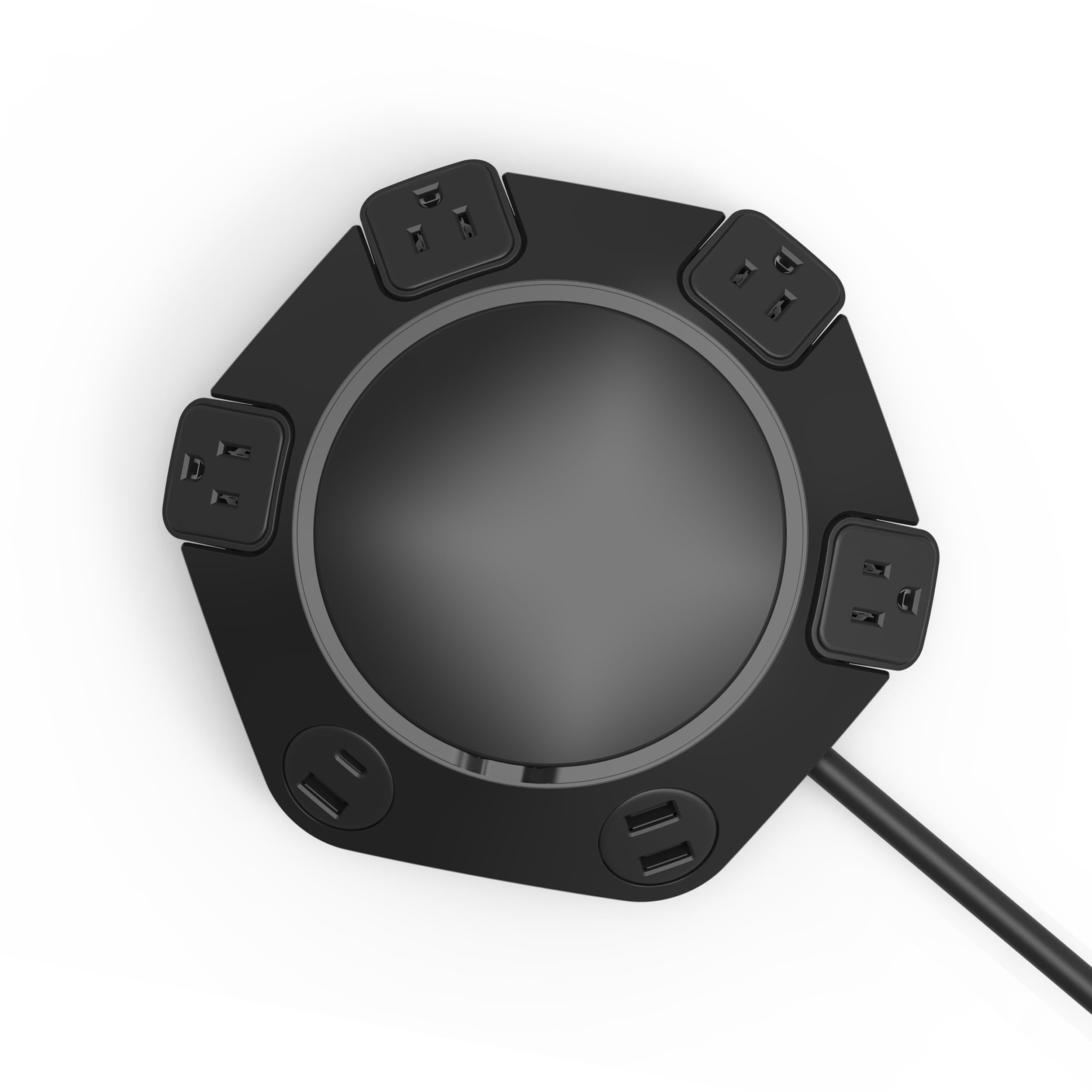 Clear Powe 4-Outlet 1080J Conference Table Surge Protector w/3-Port USB ...