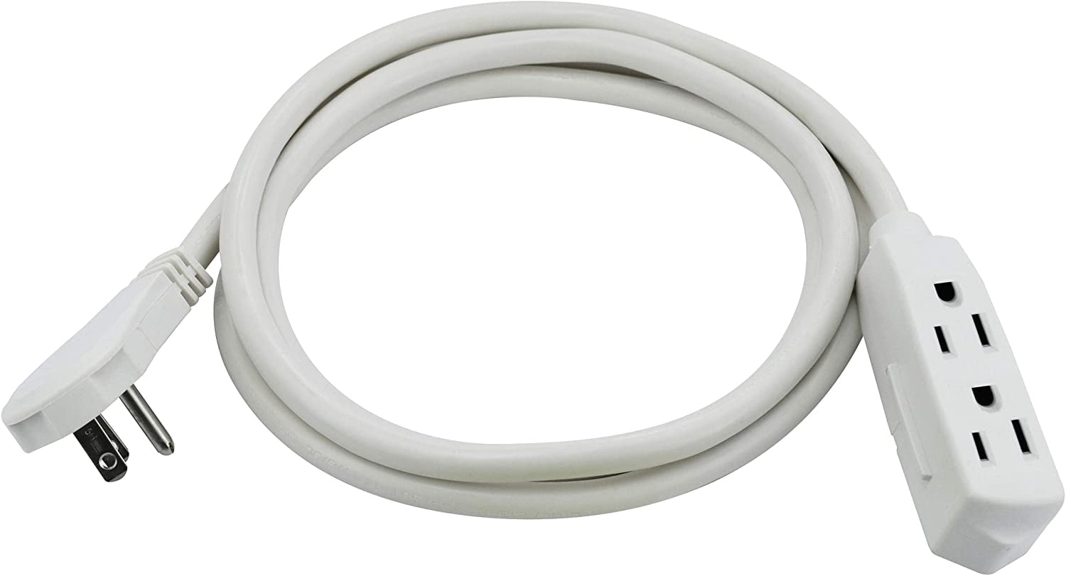 Clear Power 14/3 SJT 6 ft 3-Outlet Flat Plug Household Extension Cord ...