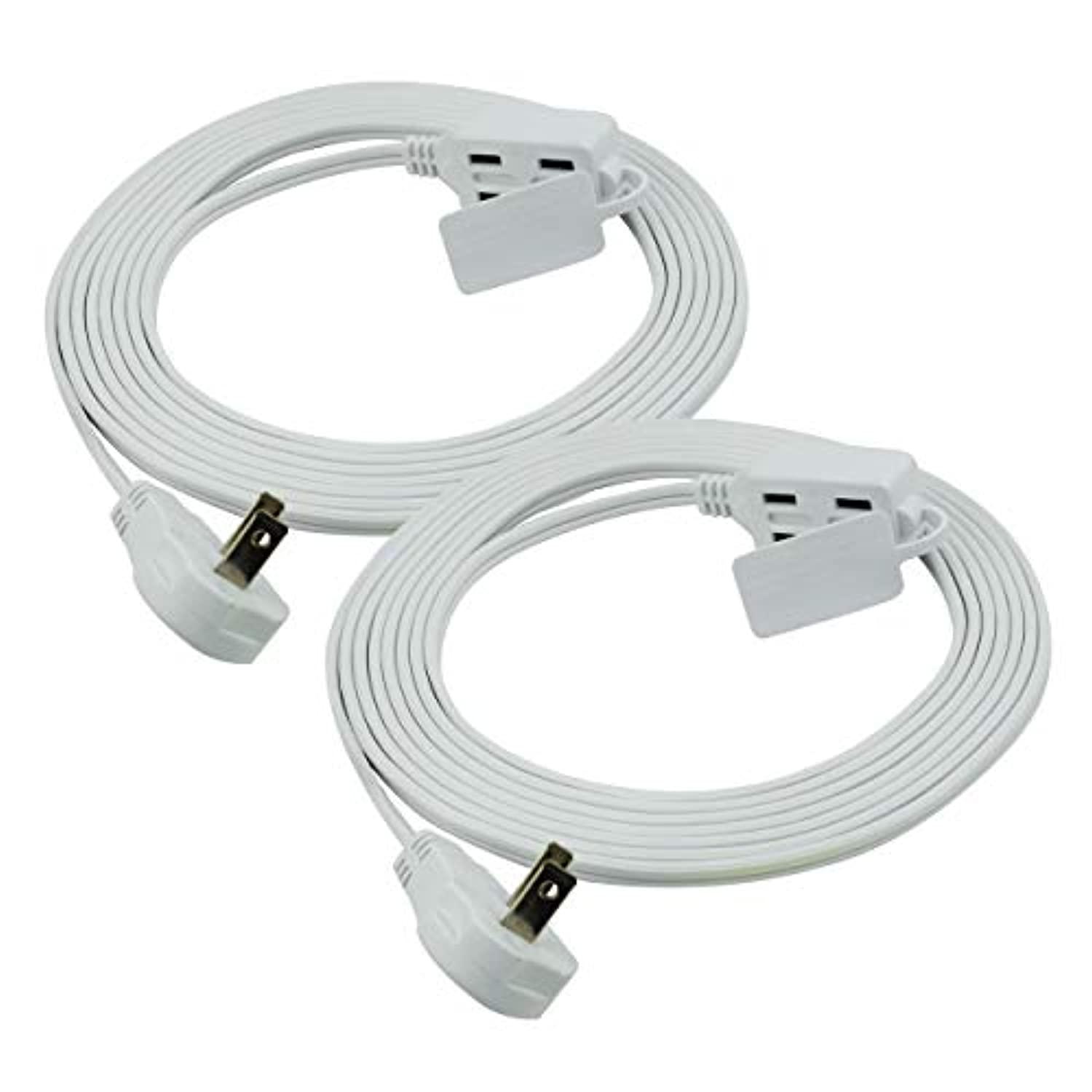 SlimLine 2236 Flat Plug Extension Cord, 2-Wire, 7-Foot, White - Walmart.com