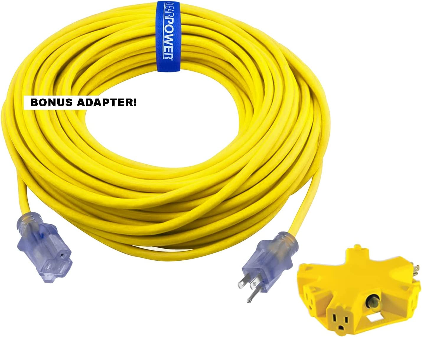 Clear Power 50 ft 12/3 SJTW Heavy Duty Outdoor Extension Cord, Power ...