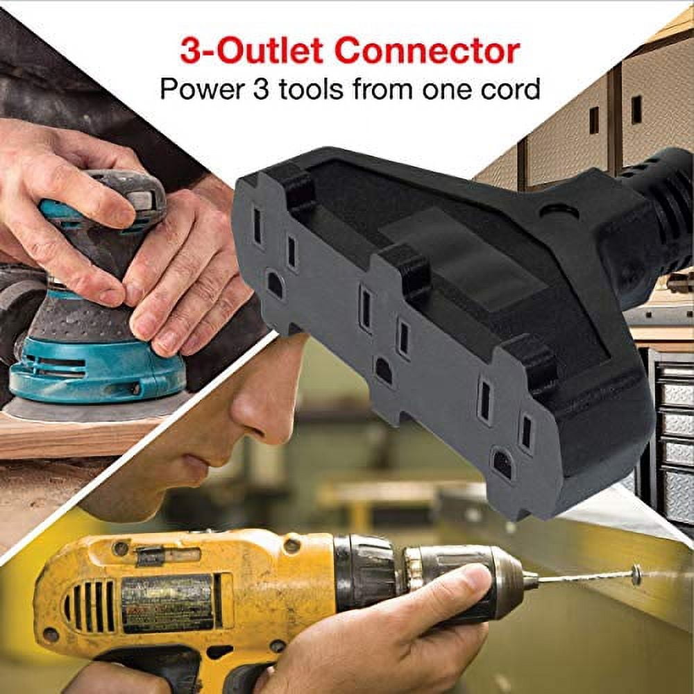 Clear Power 50 ft 14/3 SJTW 3 Outlet Heavy Duty Outdoor Extension Cord ...